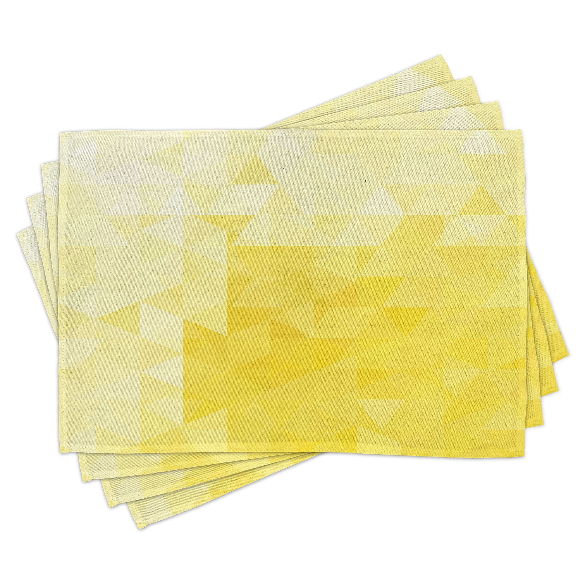 Ambesonne Yellow Place Mats Set of 4, Retro Triangles Mosaic, Standard ...