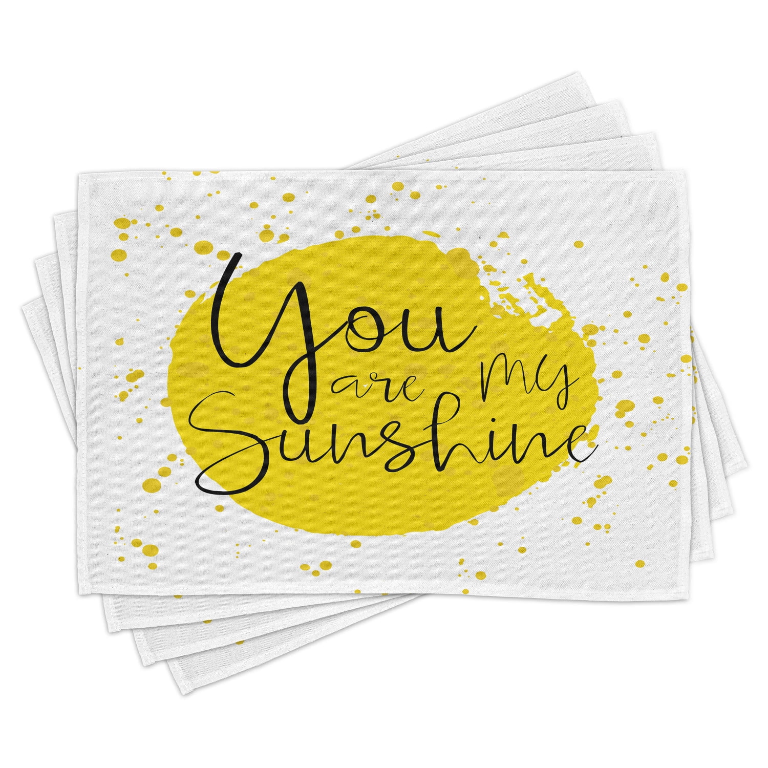 Ambesonne Yellow Place Mats Set of 4, Splash Inspirational, Standard ...