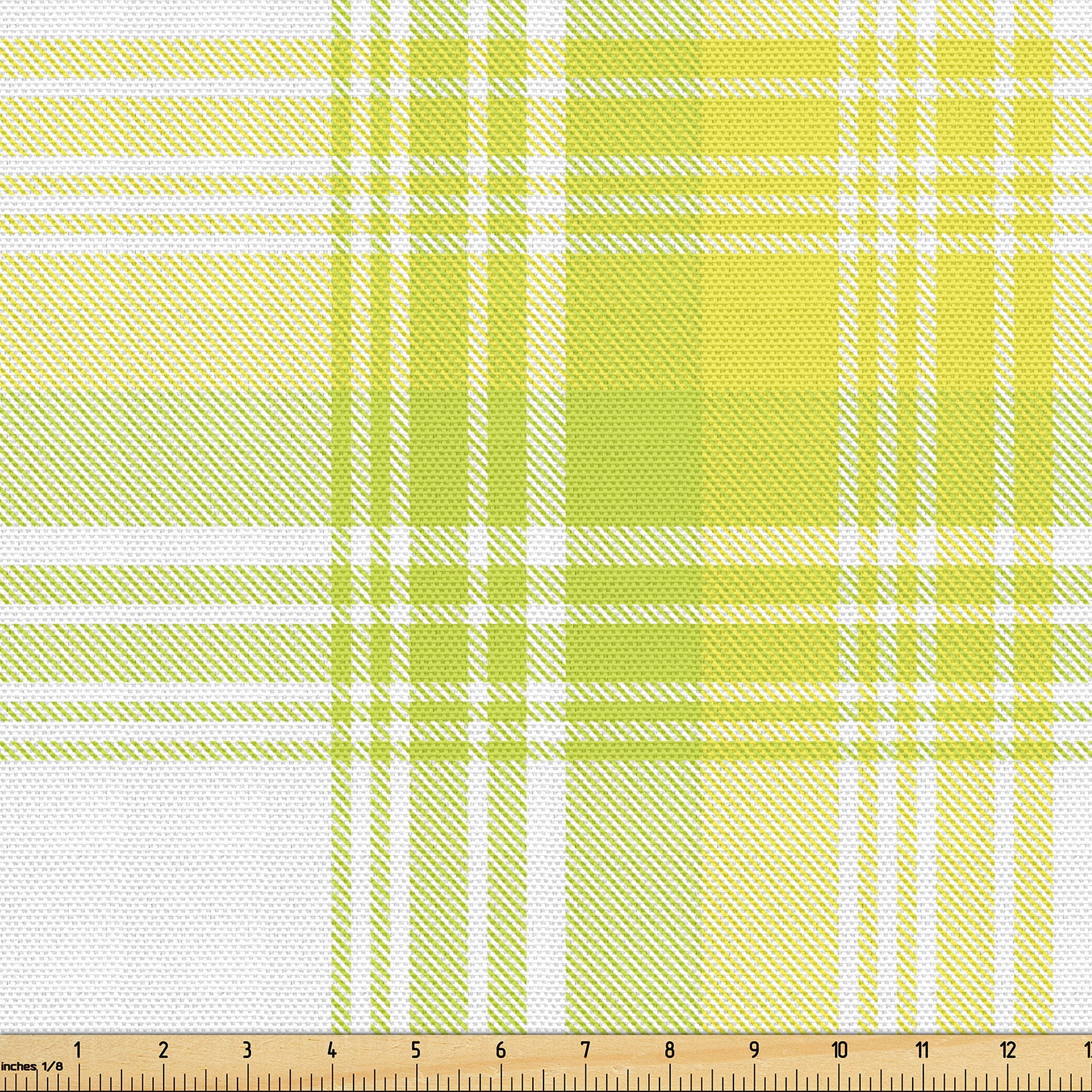 Ambesonne Yellow Plaid Fabric by the Yard Upholstery, Ombre Lines ...