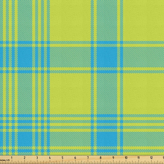 Ambesonne Yellow Plaid Fabric by the Yard Upholstery, Squares Modern ...