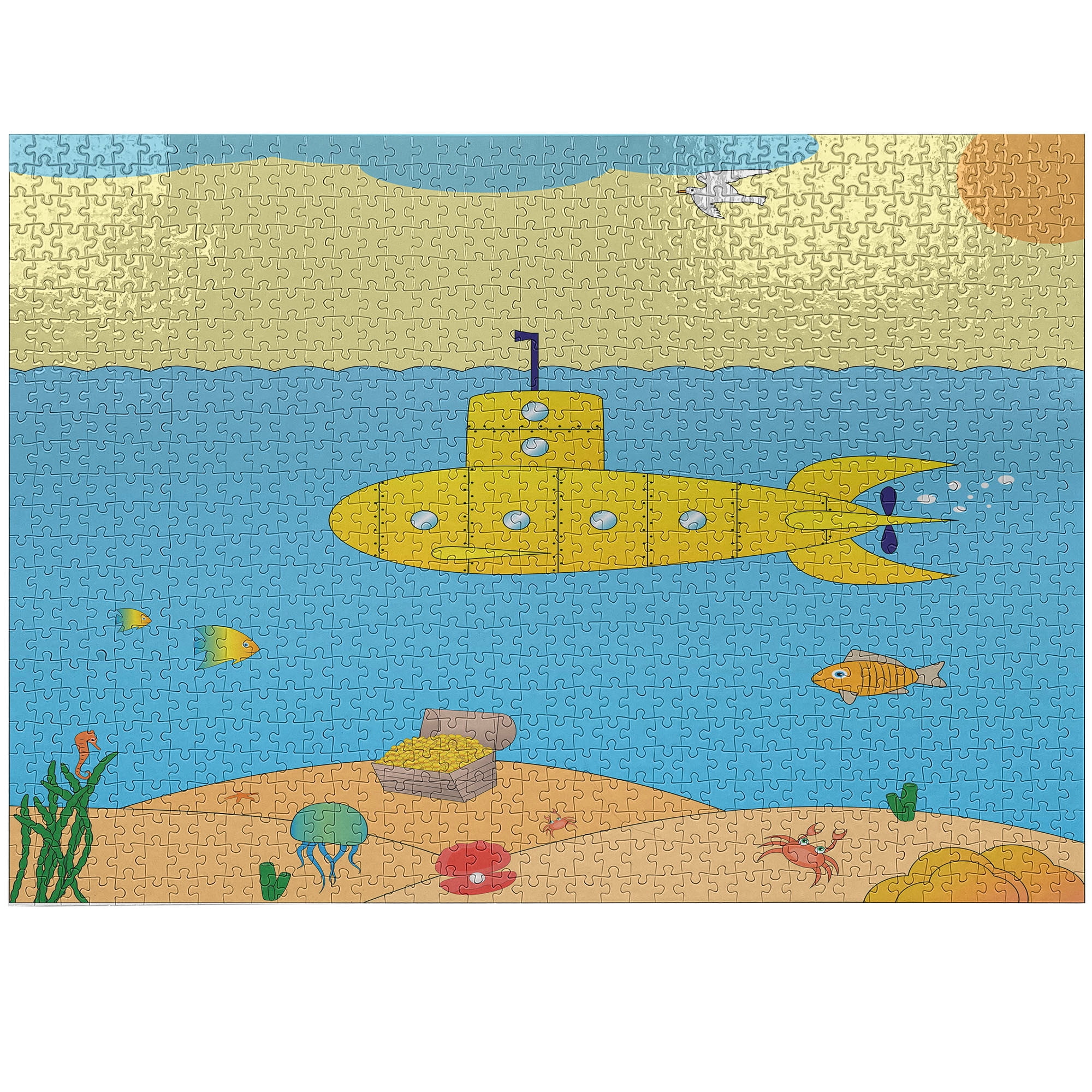 Ambesonne Yellow Submarine Jigsaw Puzzle Durable Cardboard, Sea ...