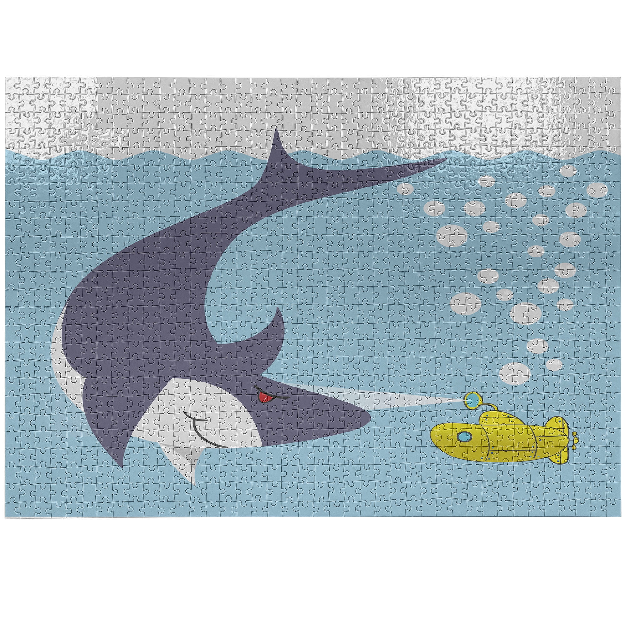 Ambesonne Yellow Submarine Jigsaw Puzzle Durable Cardboard, Shark ...