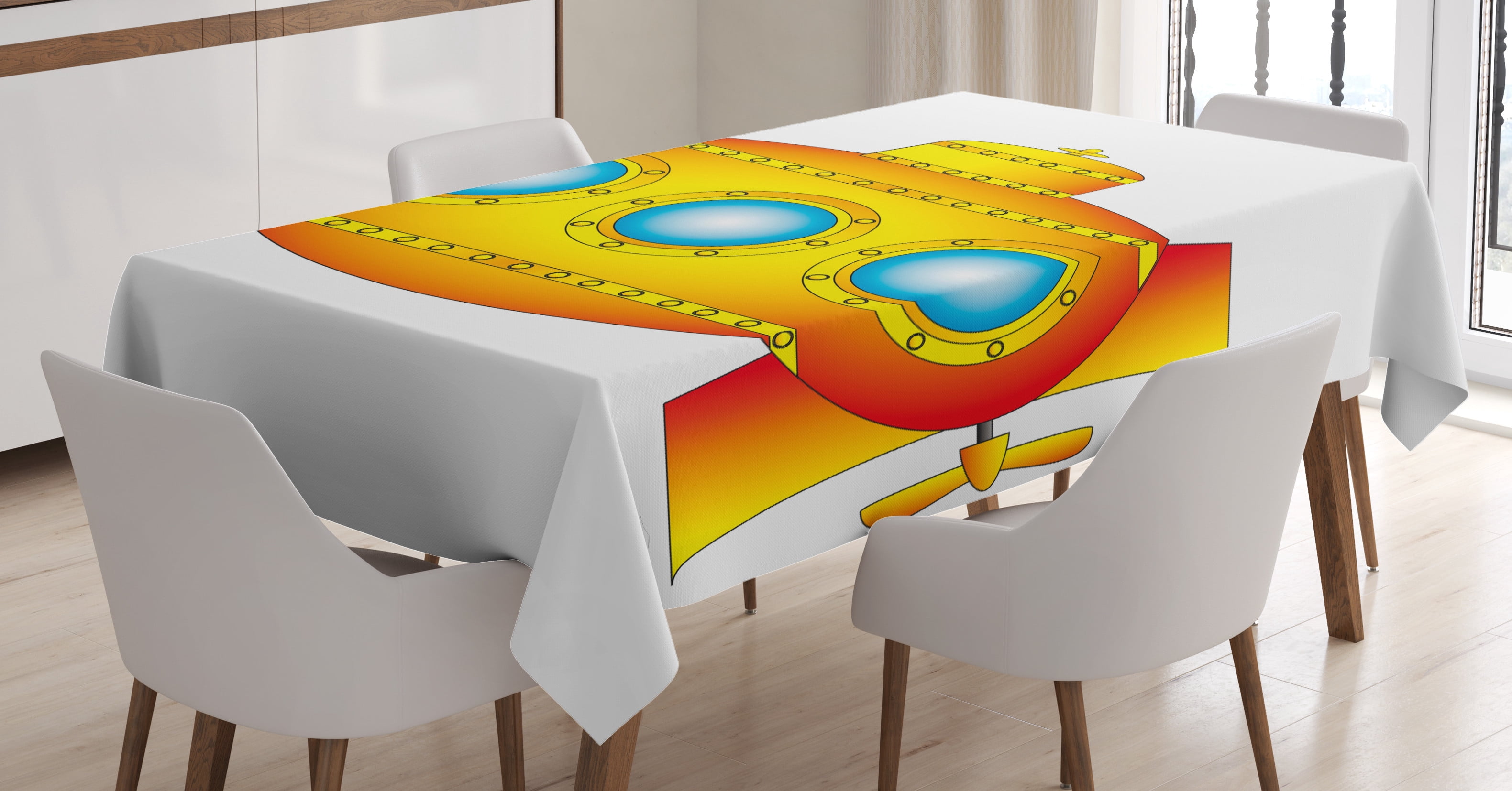 Ambesonne Yellow Submarine Tablecloth Rectangular Table Cover, Sea ...