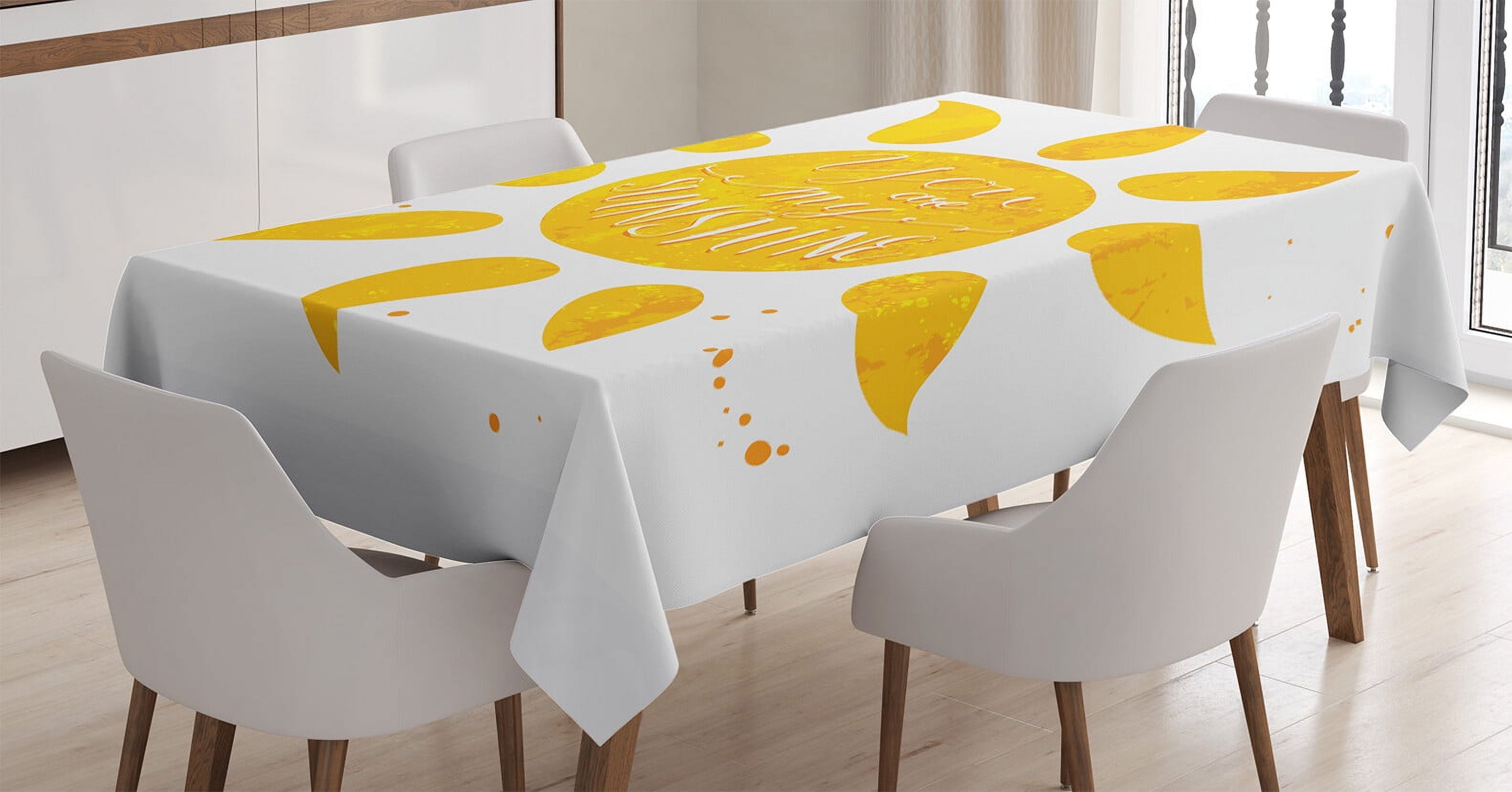 Ambesonne Yellow Tablecloth Rectangular Table Cover, Sun Romance Words ...