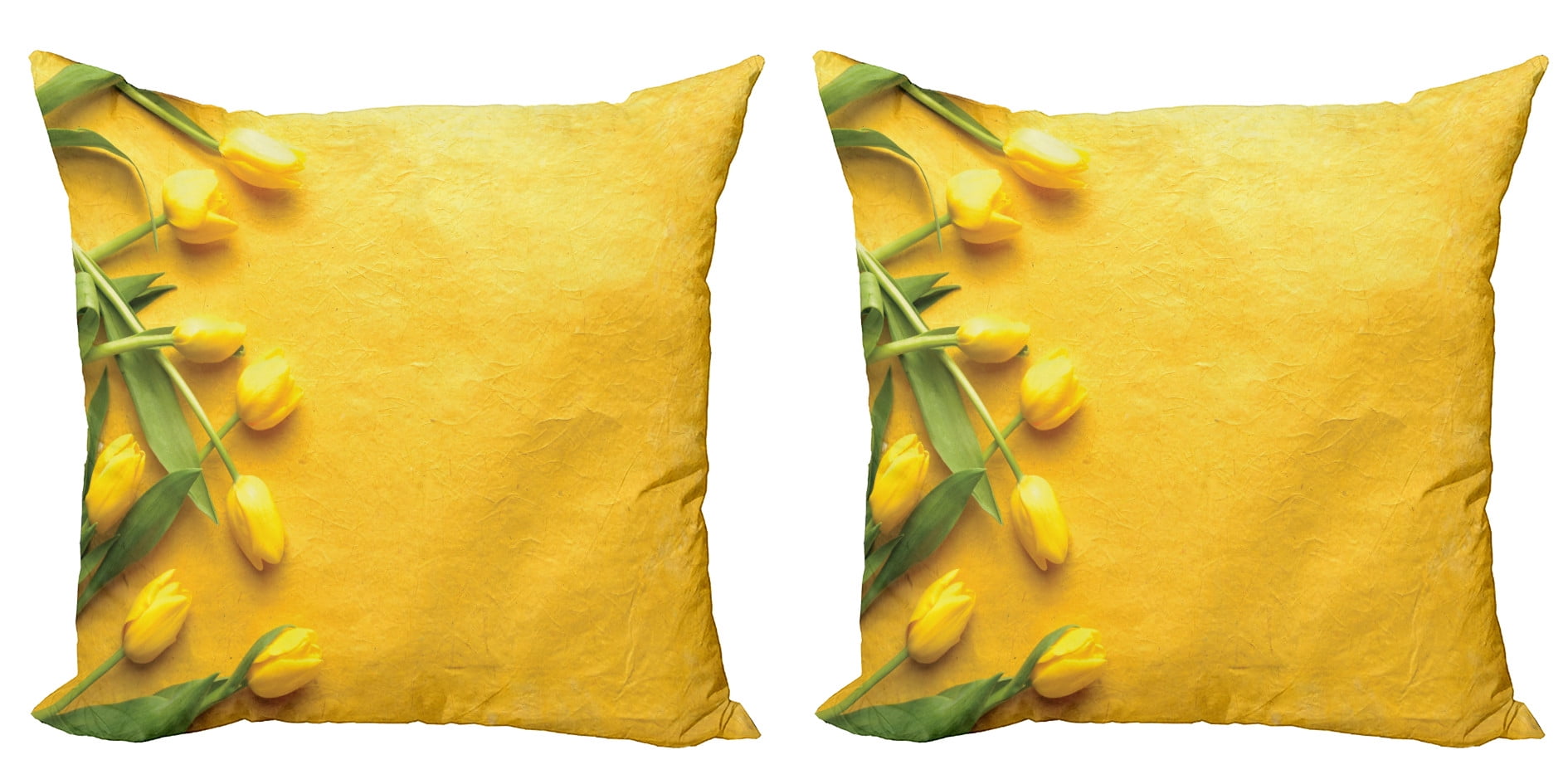 Ambesonne Yellow Throw Pillow Cover 2 Pack, Tulip Flowers Garden, 18 ...