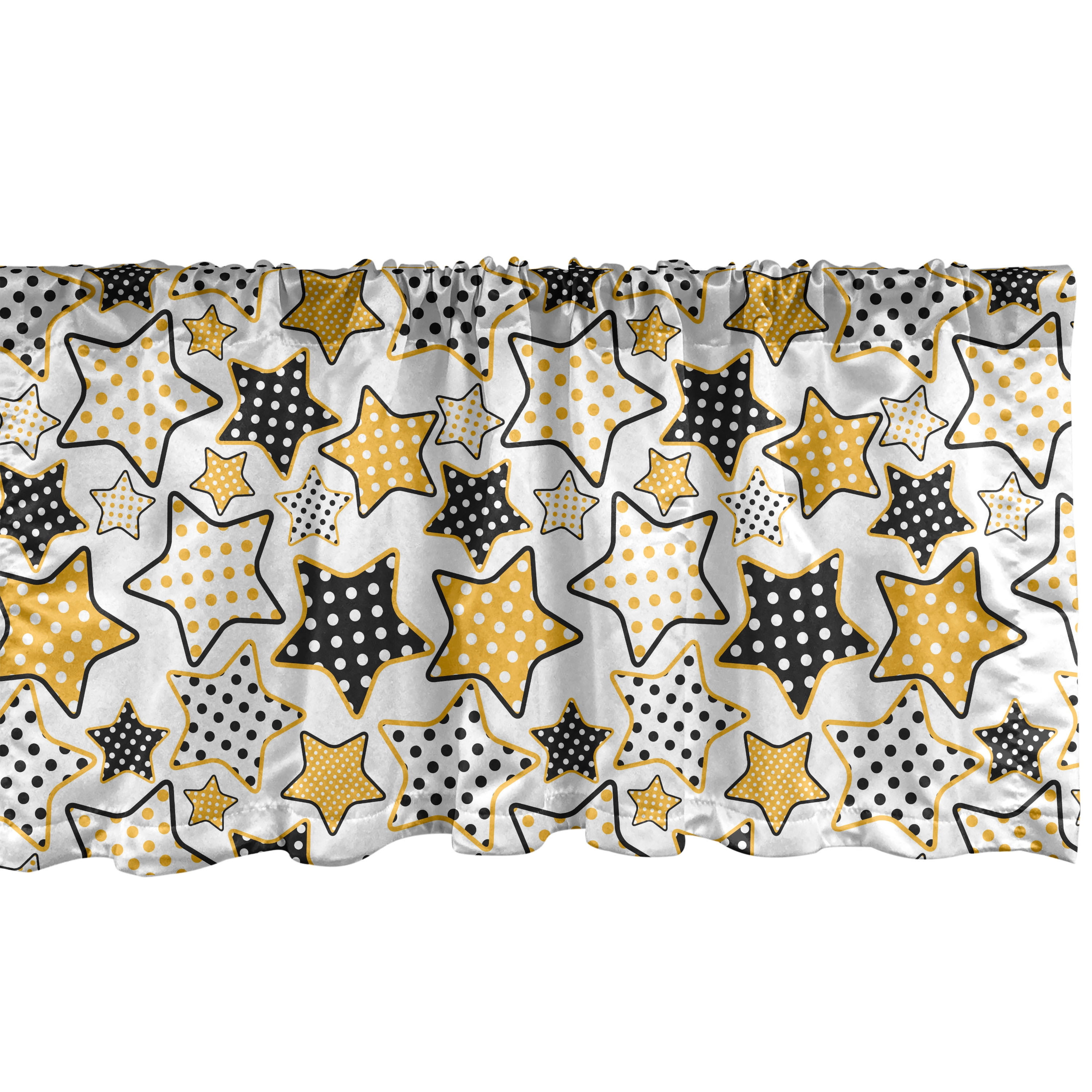 Ambesonne Yellow Window Valance, Retro Polka Dotted Stars, 54" X 12 ...