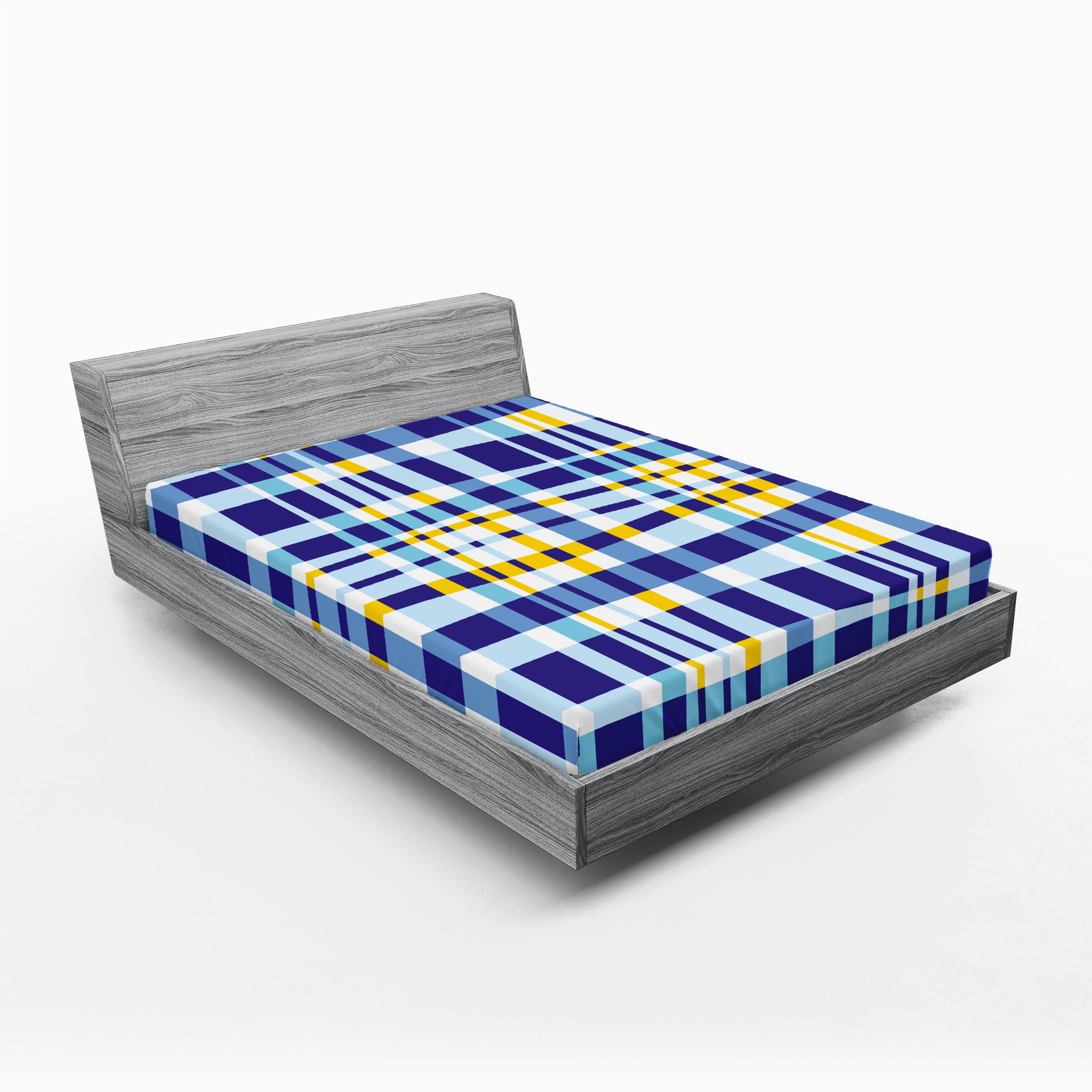 Ambesonne Yellow and Blue Fitted Sheet 2 Pcs Set, Scottish Tartan ...