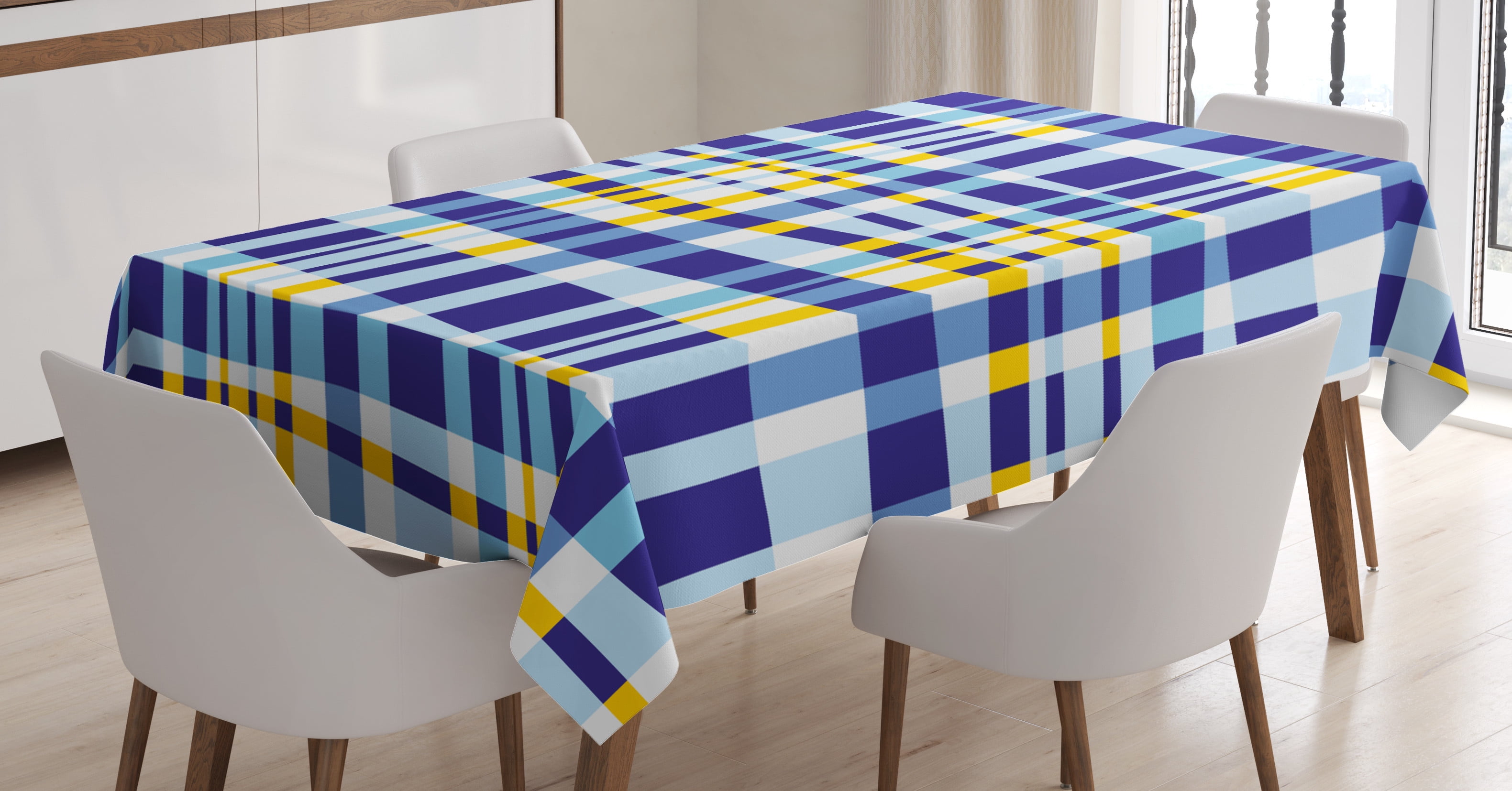 Ambesonne Yellow and Blue Tablecloth Rectangular Table Cover, Scottish ...