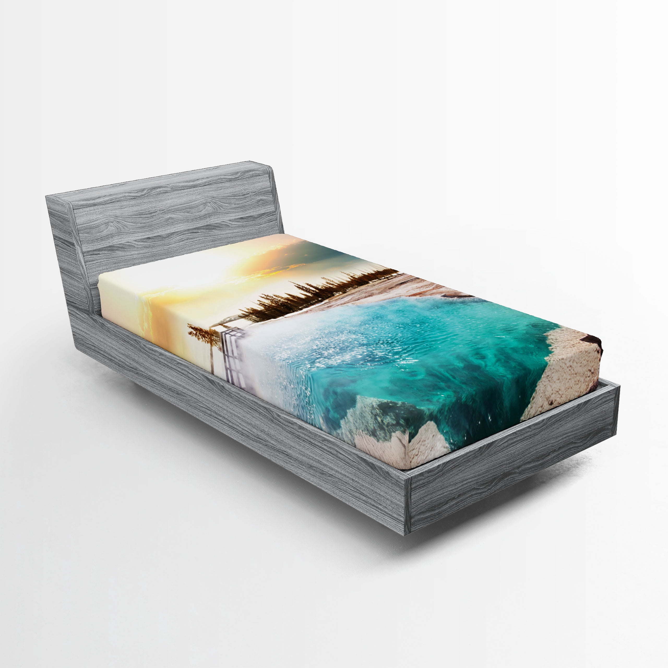 Ambesonne Yellowstone Fitted Sheet, Park Earth, Twin Size, Turquoise ...