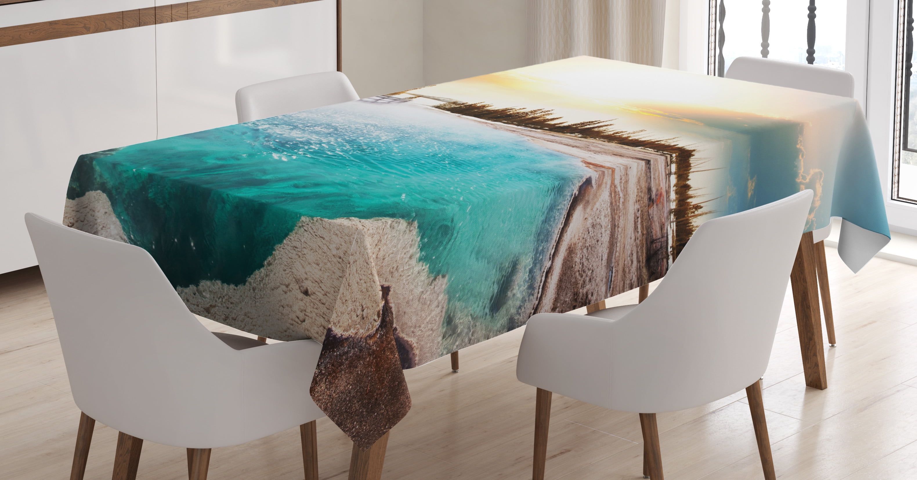 Ambesonne Yellowstone Tablecloth Rectangular Table Cover, Park Earth ...