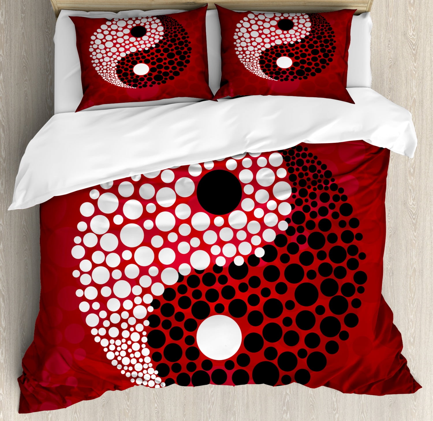 Ambesonne Ying Yang Duvet Cover Set, Abstract Cosmos Sign, Queen, Red ...