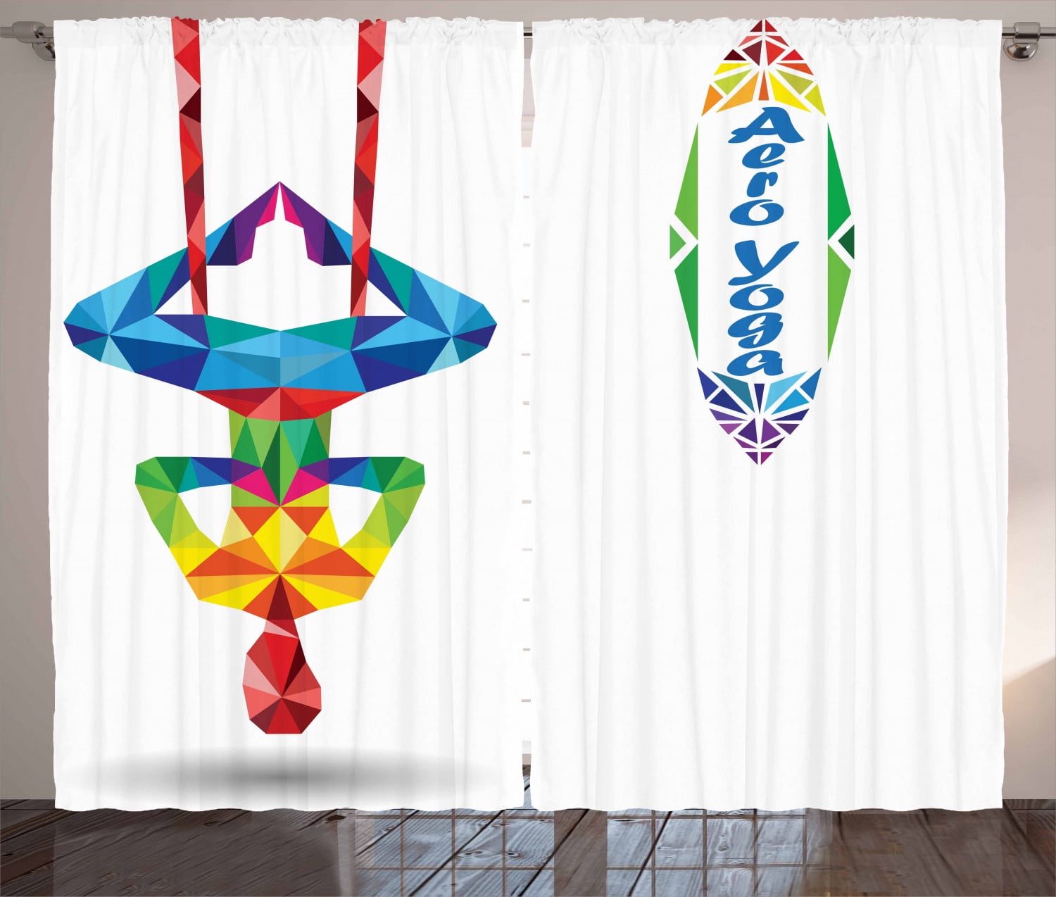 Ambesonne Yoga Curtains 2 Panel Set, Aerial Yoga Fractal Body, 108" x ...