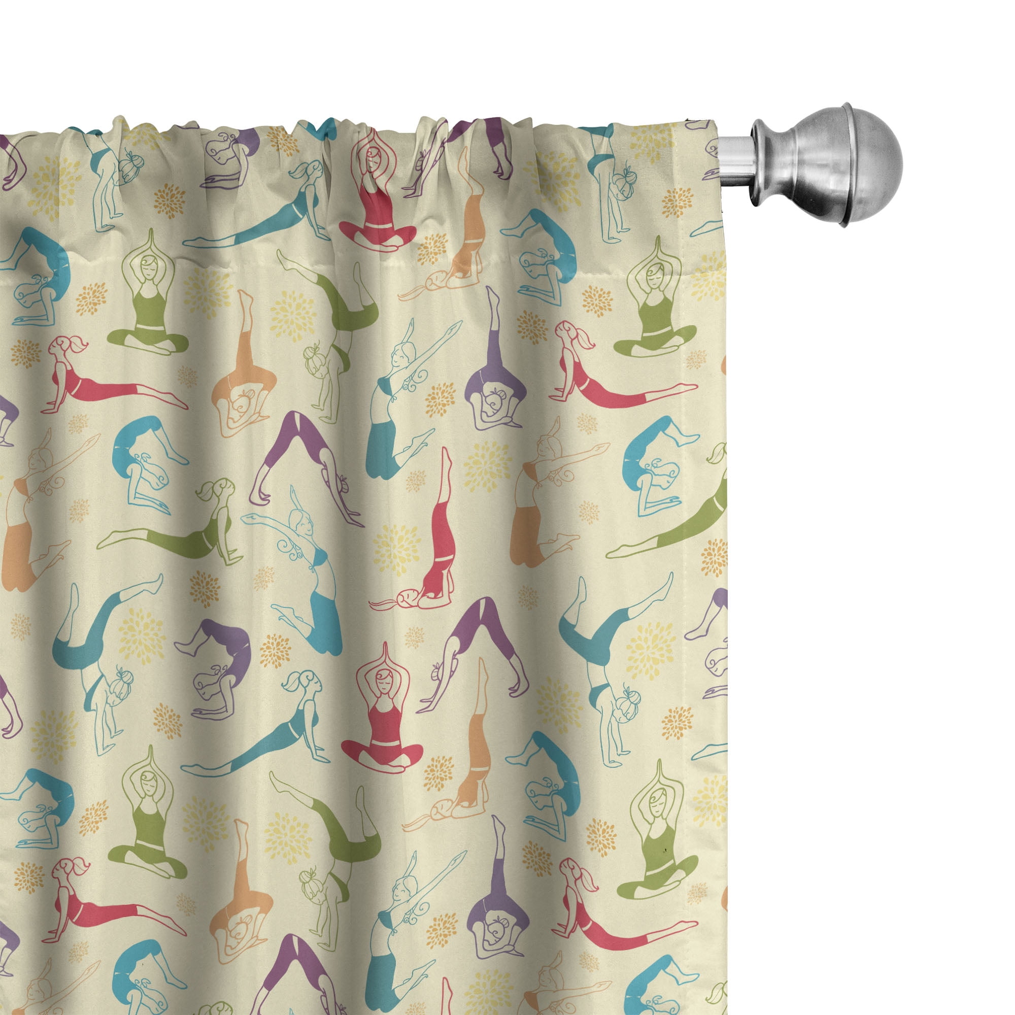 Ambesonne Yoga Curtains, Workout Fitness Girls, Pair of 28"x63 ...