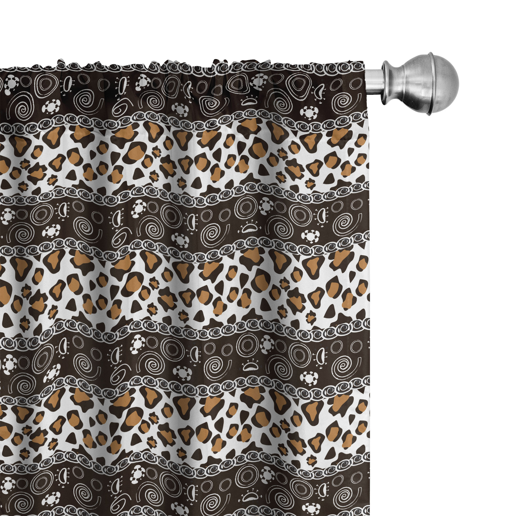 Ambesonne Zambia Curtains, Cheetah Pattern, Pair of 28"x95", Dark Brown ...