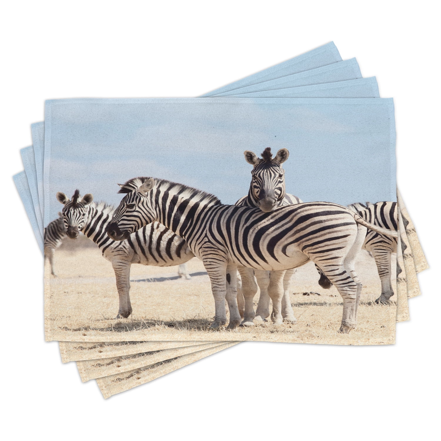 Ambesonne Zebra Place Mats Set of 4, Namibia Africa Animals View ...