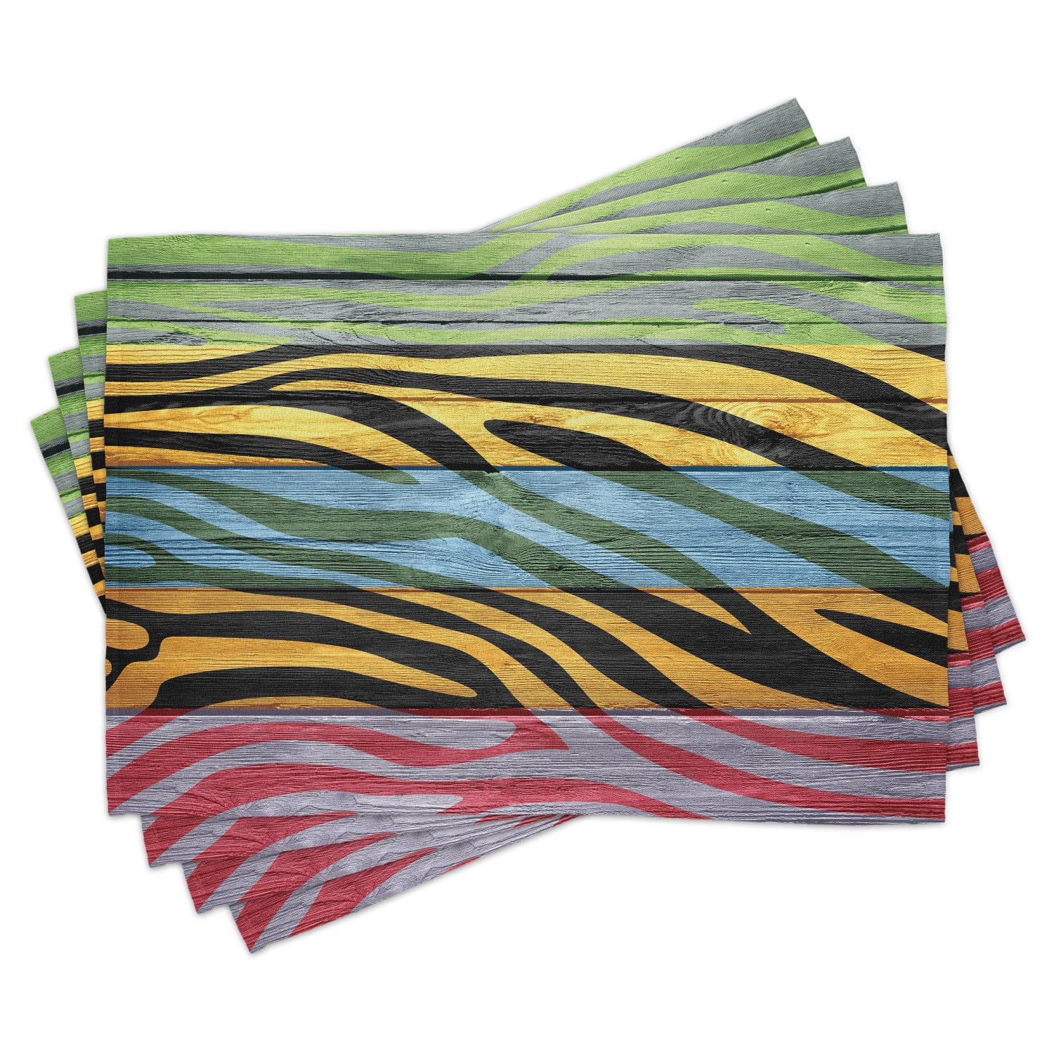 Ambesonne Zebra Print Place Mats Set of 4, Savannah Animal Stripes ...