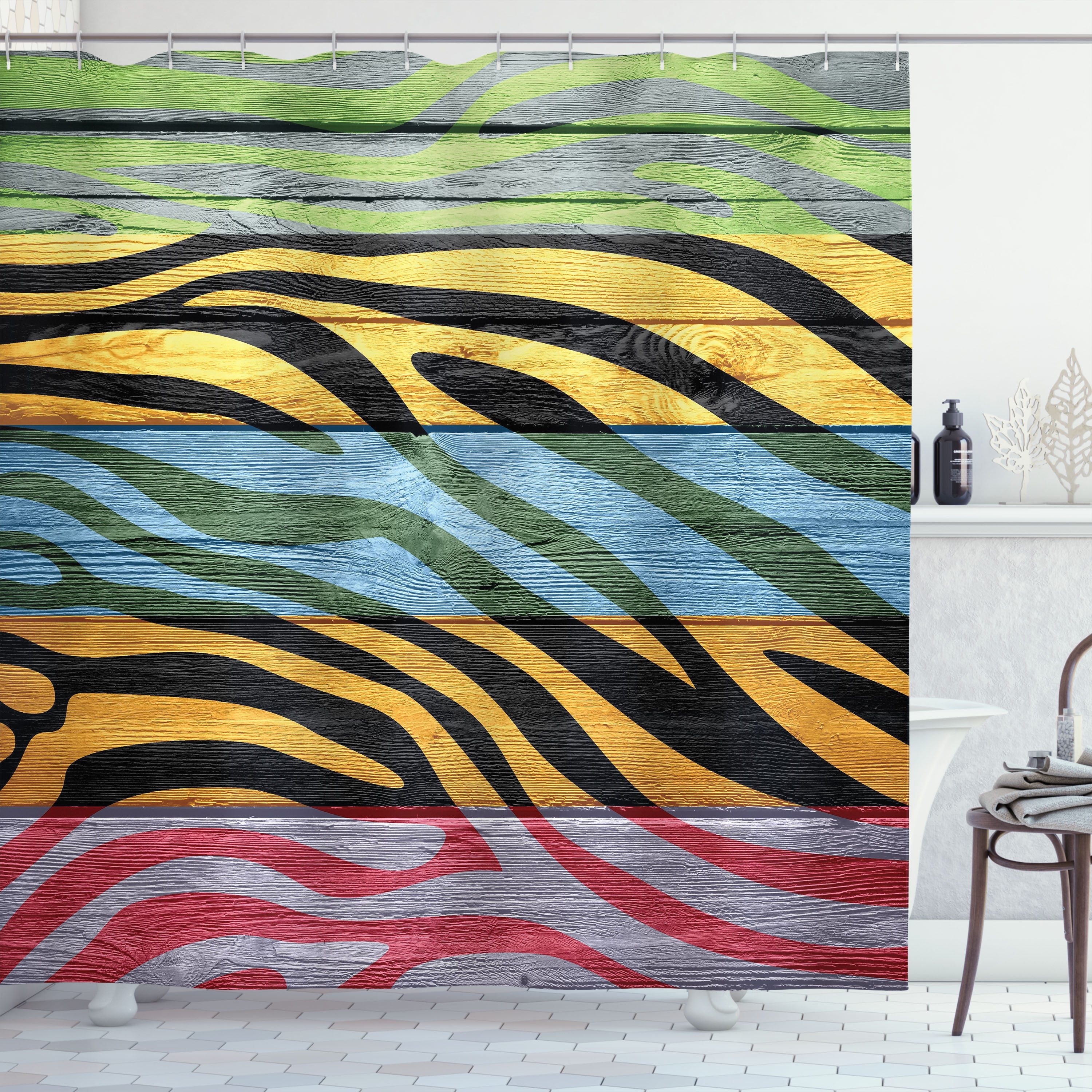 Ambesonne Zebra Print Shower Curtain, Savannah Animal Stripes, 69"Wx75 ...