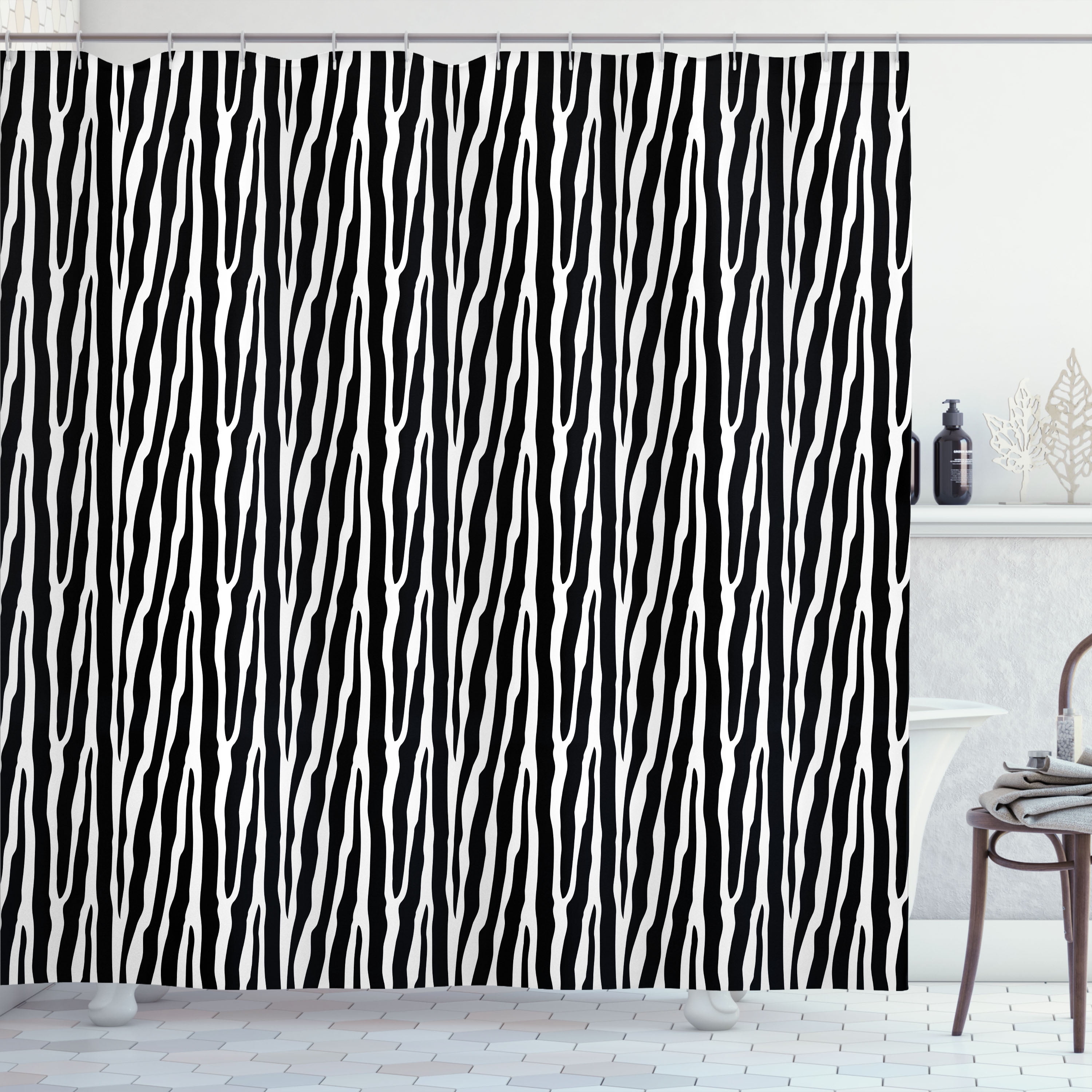 Ambesonne Zebra Print Shower Curtain, Simplistic Exotic Skin, 69"Wx70"L ...