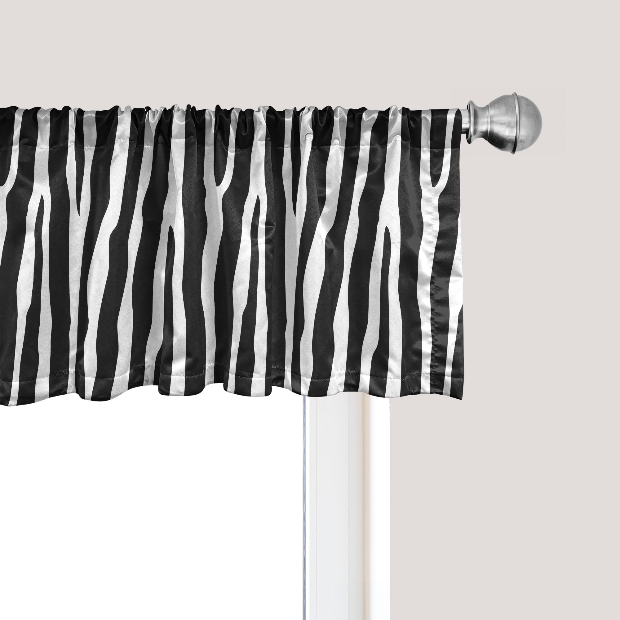 Ambesonne Zebra Print Window Valance, Simplistic Exotic Skin, 54" X 18 ...