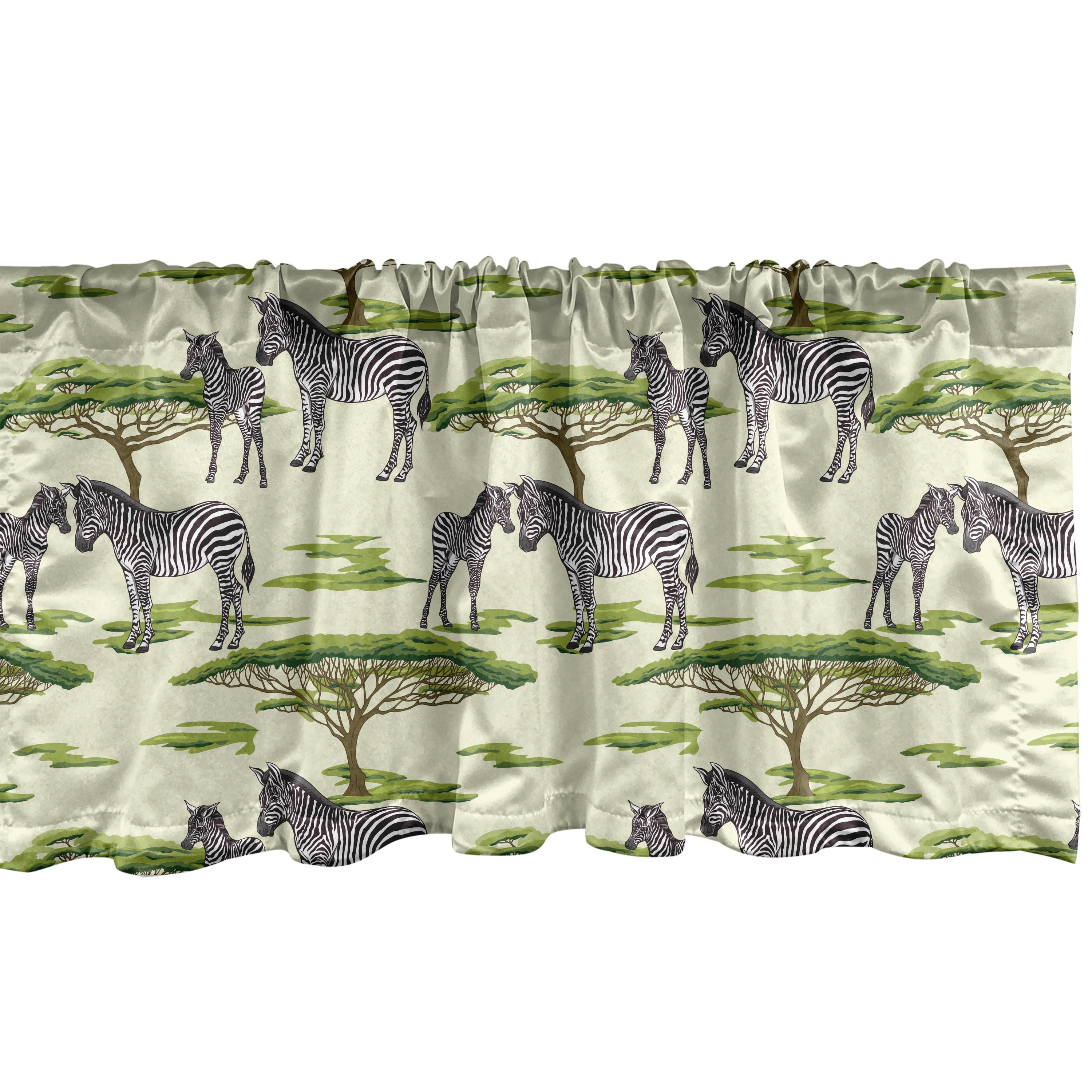 Ambesonne Zebra Window Valance, Wildlife Animals in a Forest, 54" X 18 ...