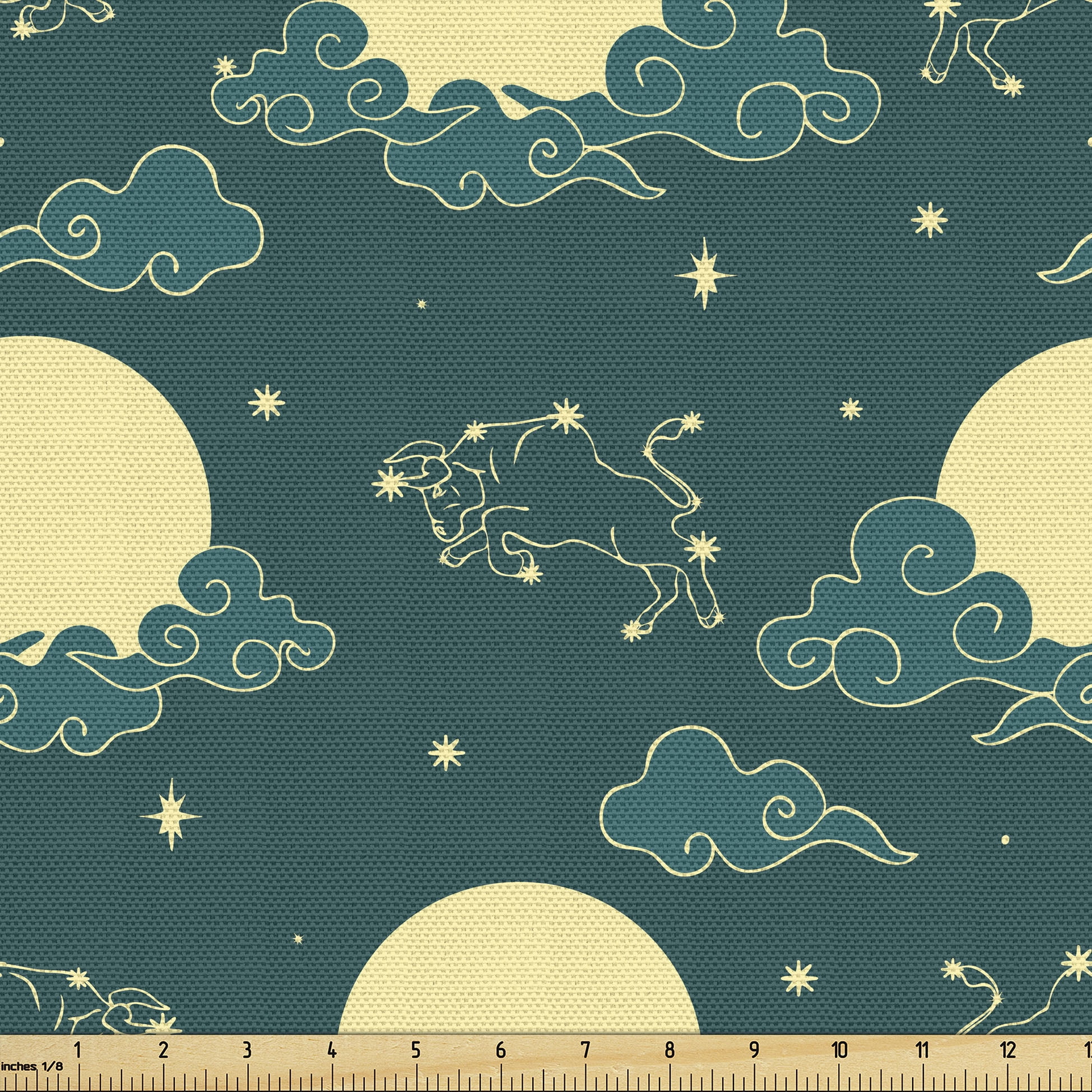 Ambesonne Zodiac Fabric by the Yard Upholstery, Star Moon Cloud ...