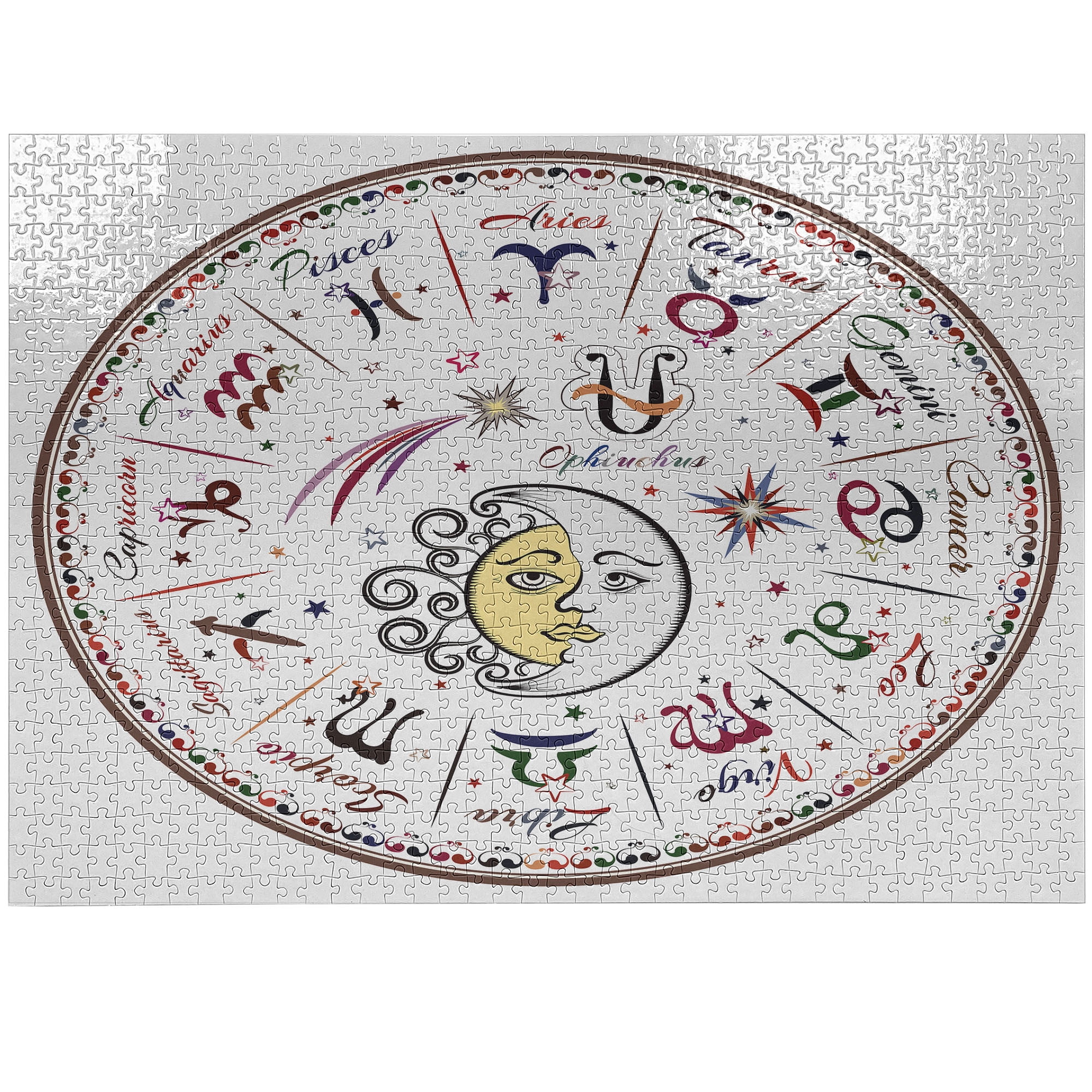 Ambesonne Zodiac Jigsaw Puzzle, Moon Sun and Signs, Heirloom-Quality ...