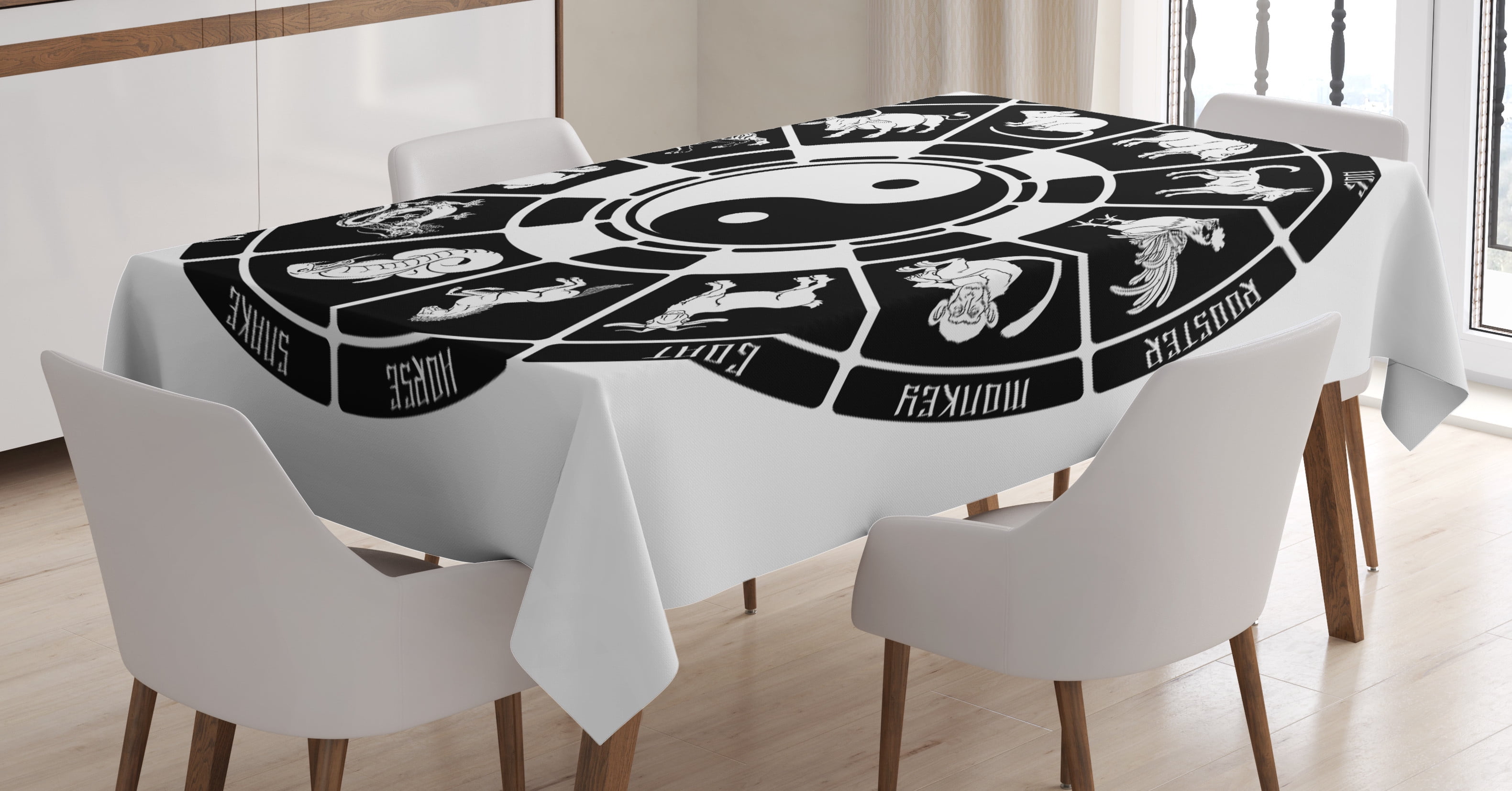 Ambesonne Zodiac Tablecloth Rectangular Table Cover, Chinese Horoscope ...