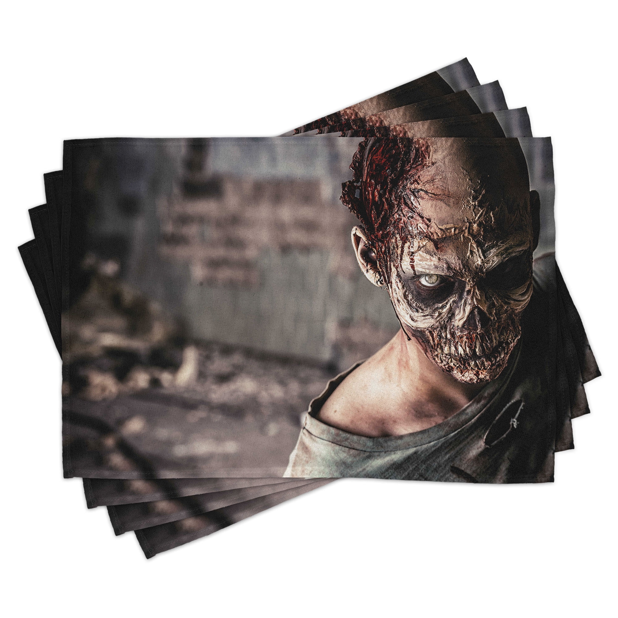 Ambesonne Zombie Place Mats Set of 4, Creepy Look Killer, Standard Size ...