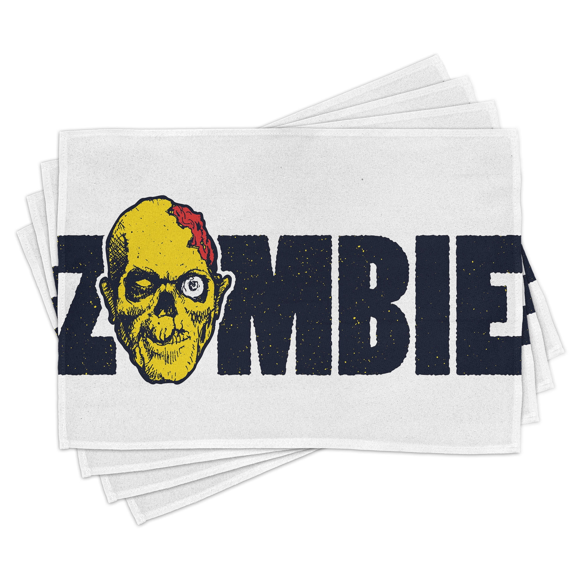 Ambesonne Zombie Place Mats Set of 4, Dead Human Face, Standard Size ...