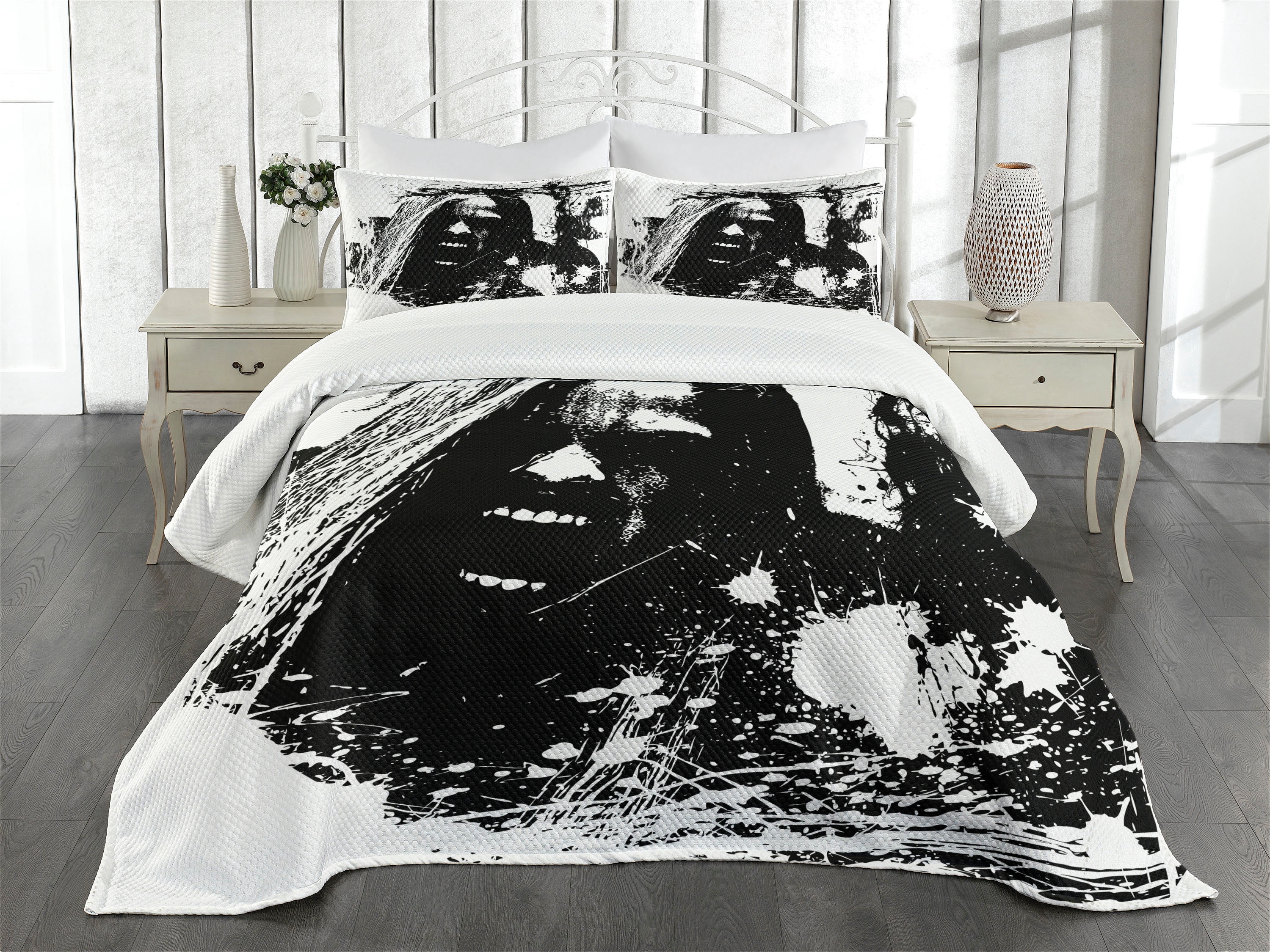 Ambesonne Zombie Quilted Bedspread Set 3 Pcs, Crazy Man Horror, Queen ...
