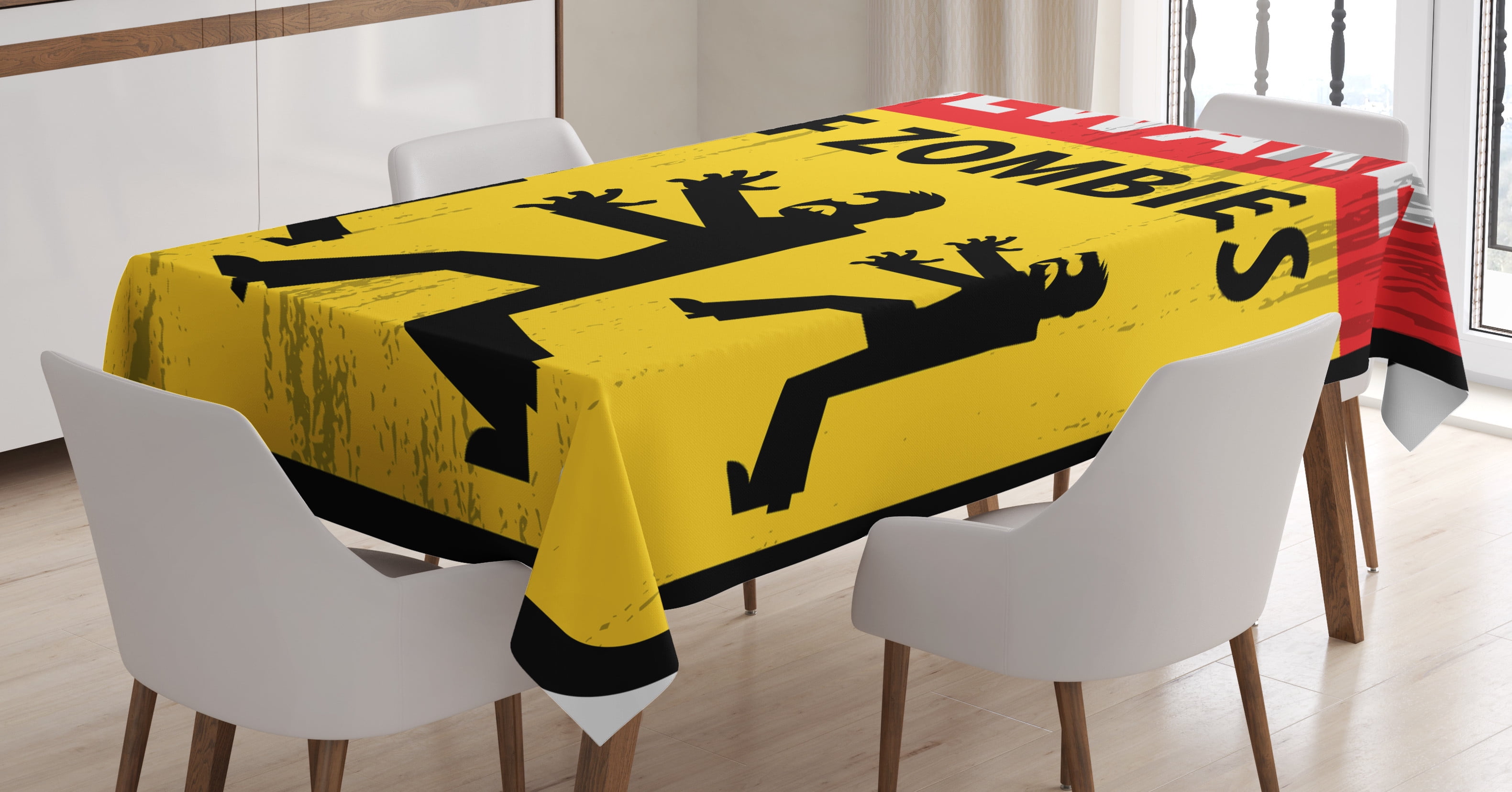 Ambesonne Zombie Tablecloth Rectangular Table Cover, Fiction Humor Art ...