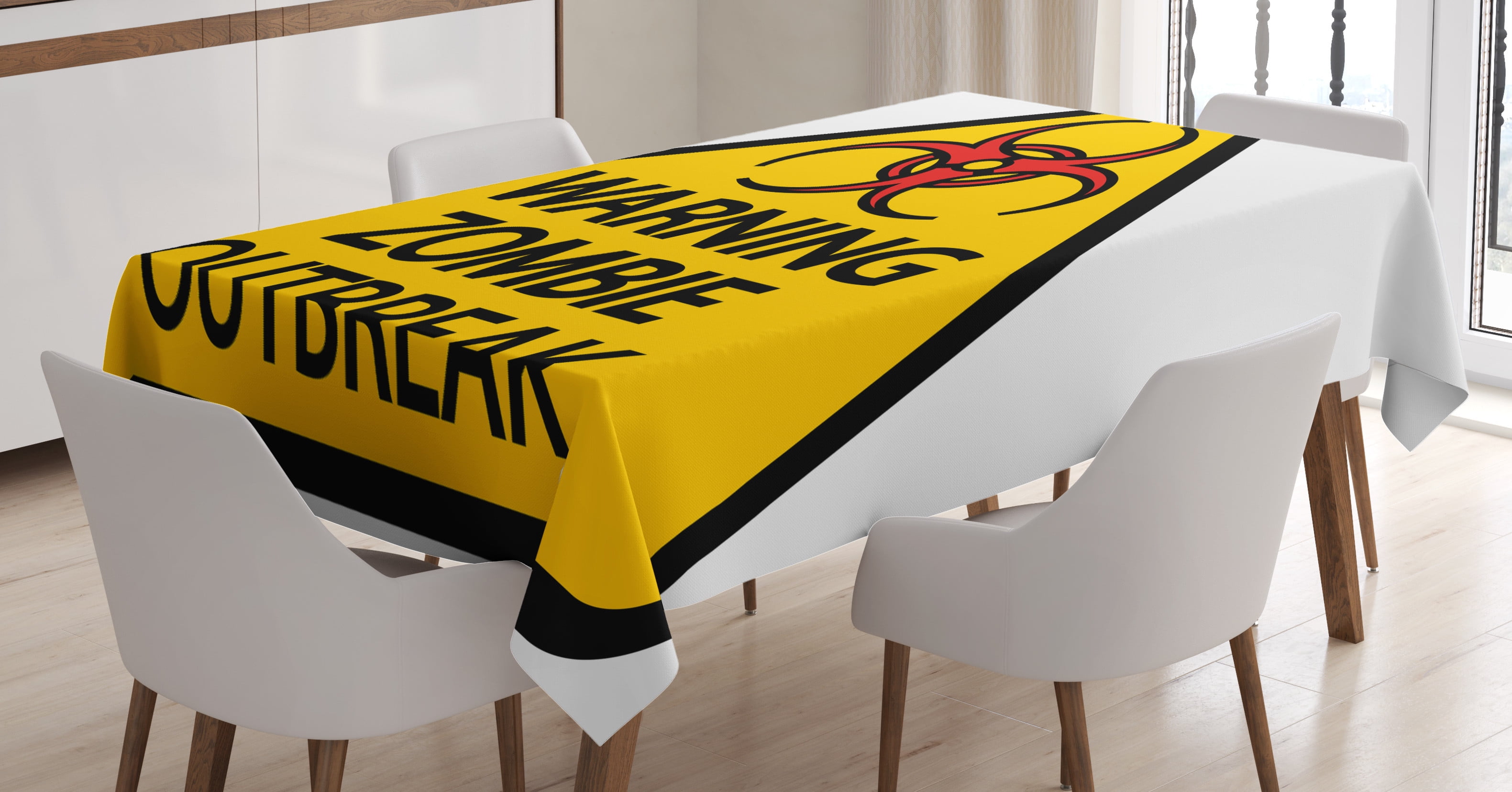 Ambesonne Zombie Tablecloth Rectangular Table Cover, Warning Outbreak ...