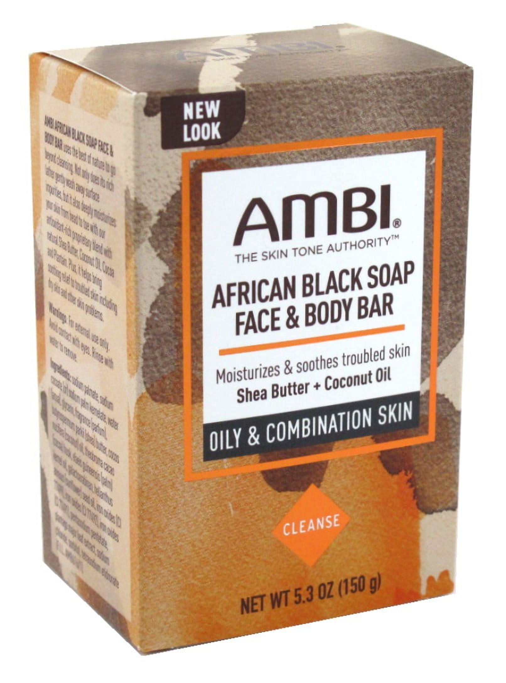 Ambi Face & Body Bar African Black Soap Oily/Combo 5.3oz (Pack of 3 ...