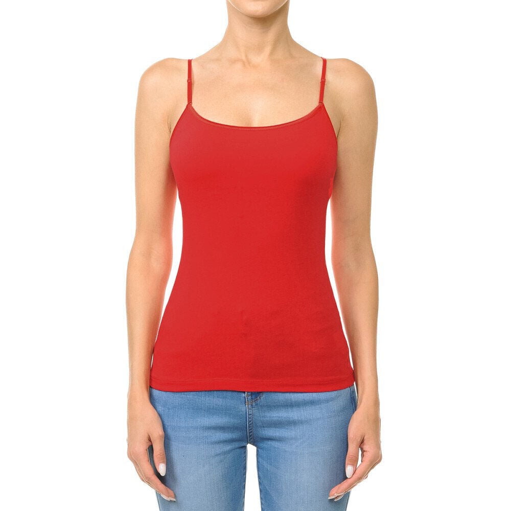 Ambiance Apparel 61000 Basic Plain Solid Bra Strap Camisole With Built In Shelf Bra Tank Top