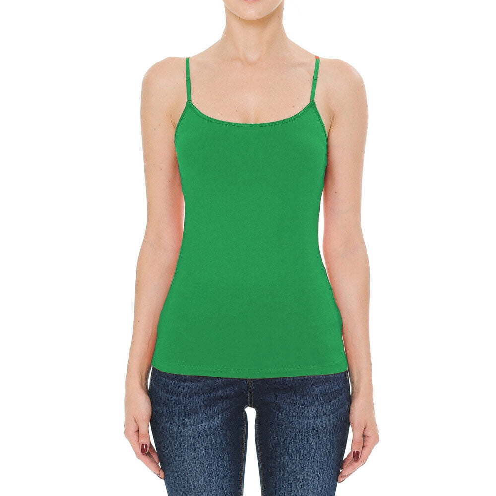 Ambiance Apparel 61000 Basic Plain Solid Bra Strap Camisole With Built In Shelf Bra Tank Top