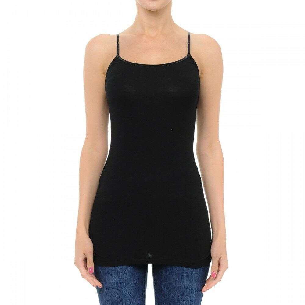 Ambiance Apparel Long Tank Top Adjustable Spaghetti Straps Layering ...