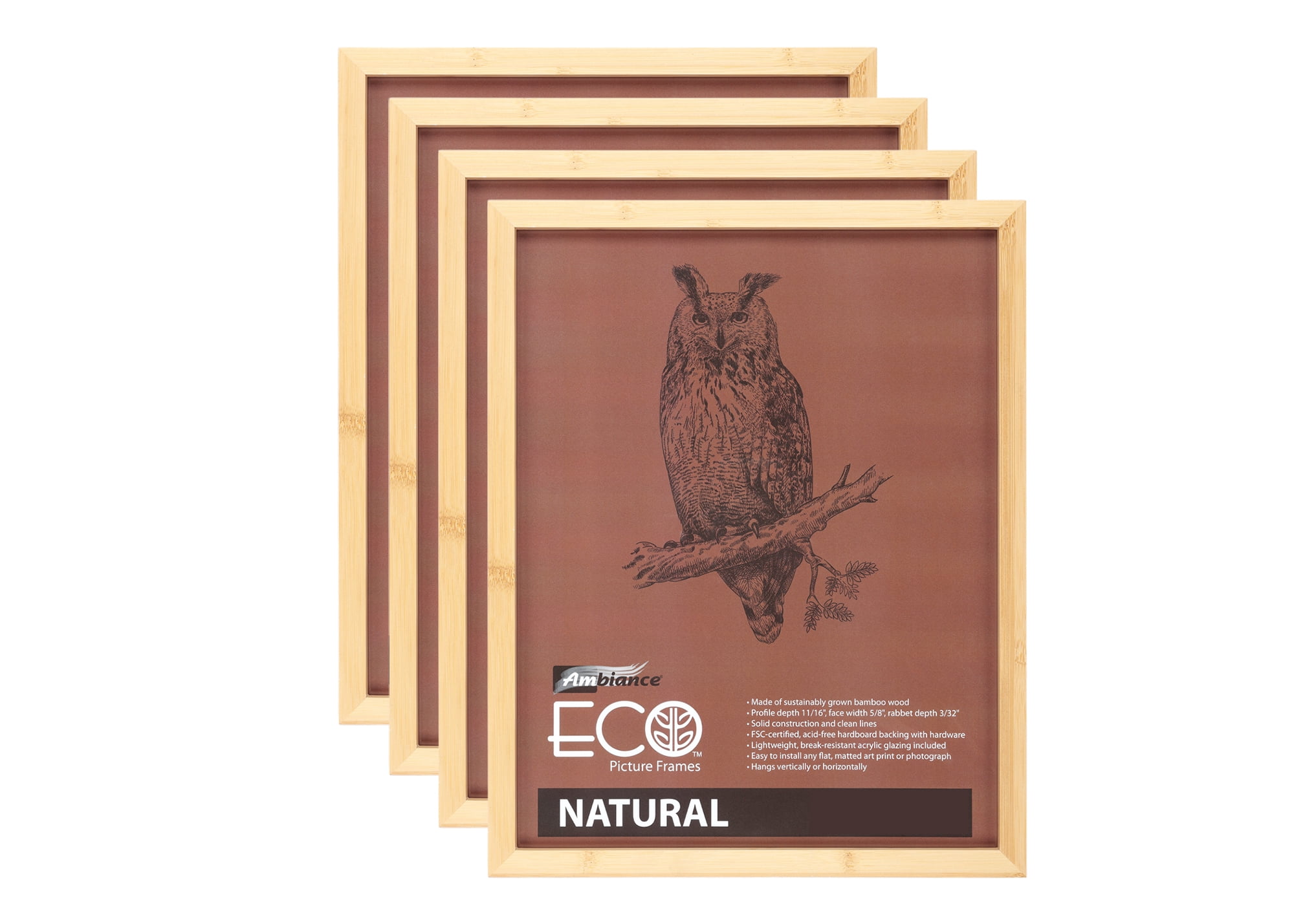 Ambiance Eco Frames - Natural Bamboo - 11x17", Box of 4, Sustainable ...