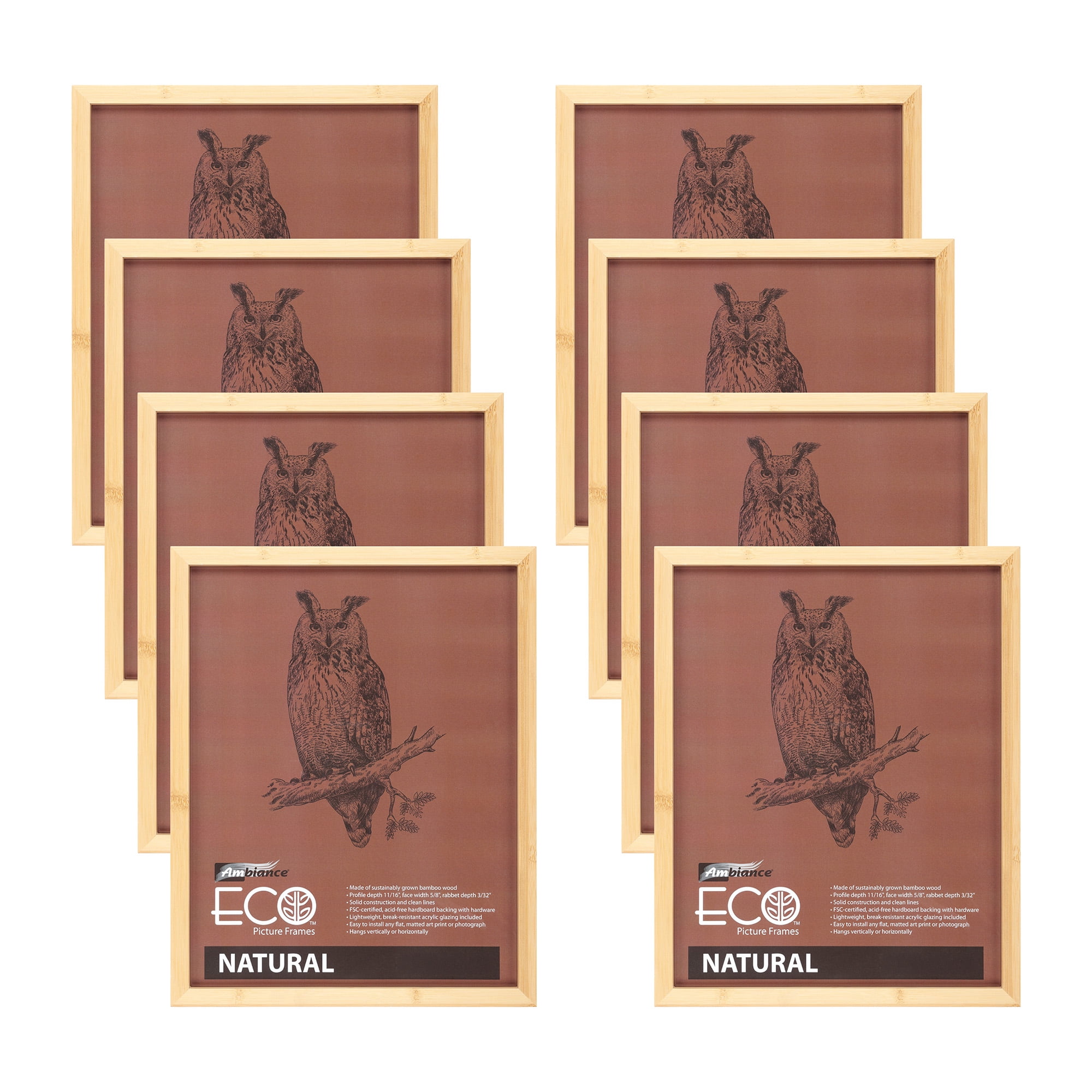 Ambiance Eco Frames - Natural Bamboo - 3x5", Box of 8, Sustainable Wood ...