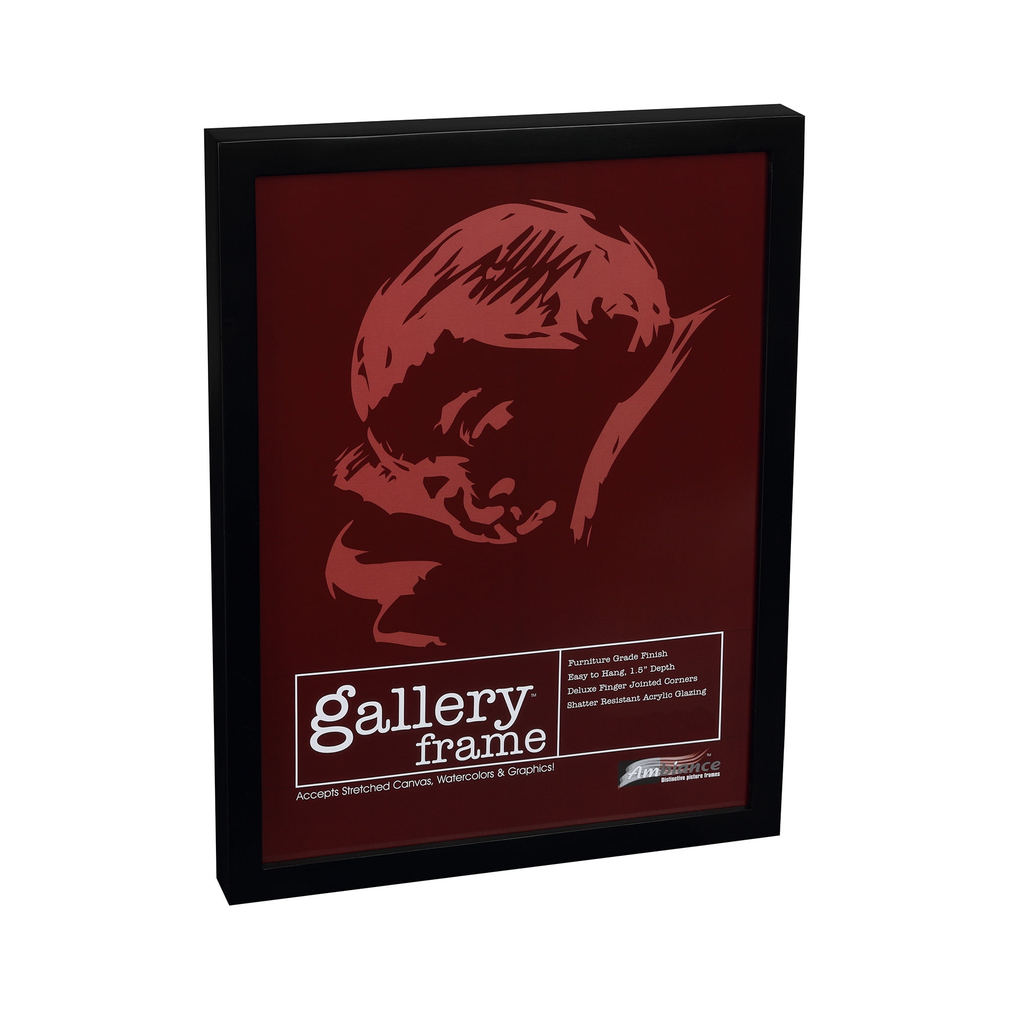 Ambiance Gallery Wood 1.5" Deep Picture Frames - 6x6" Black Wood Frame ...