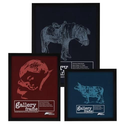 Ambiance Gallery Wood 1.5" Deep Picture Frames - 4x4" 3-Pack, Black ...