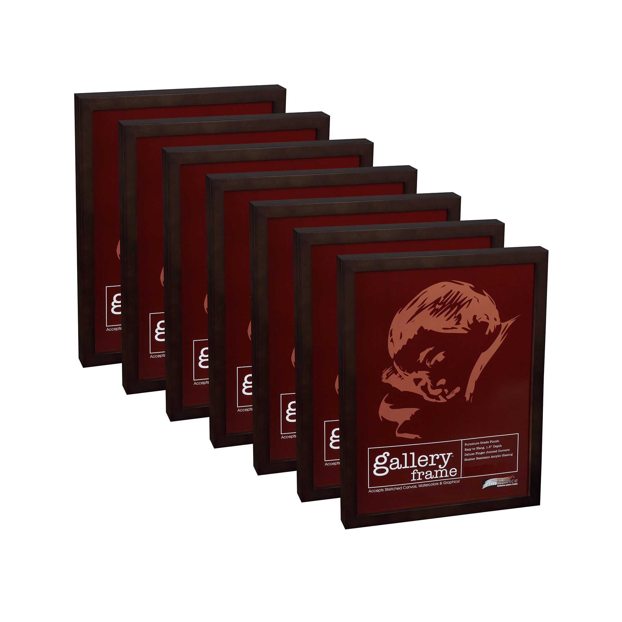 Ambiance Gallery Wood 1.5" Deep Picture Frames - 4x4" 8-Pack, Espresso ...