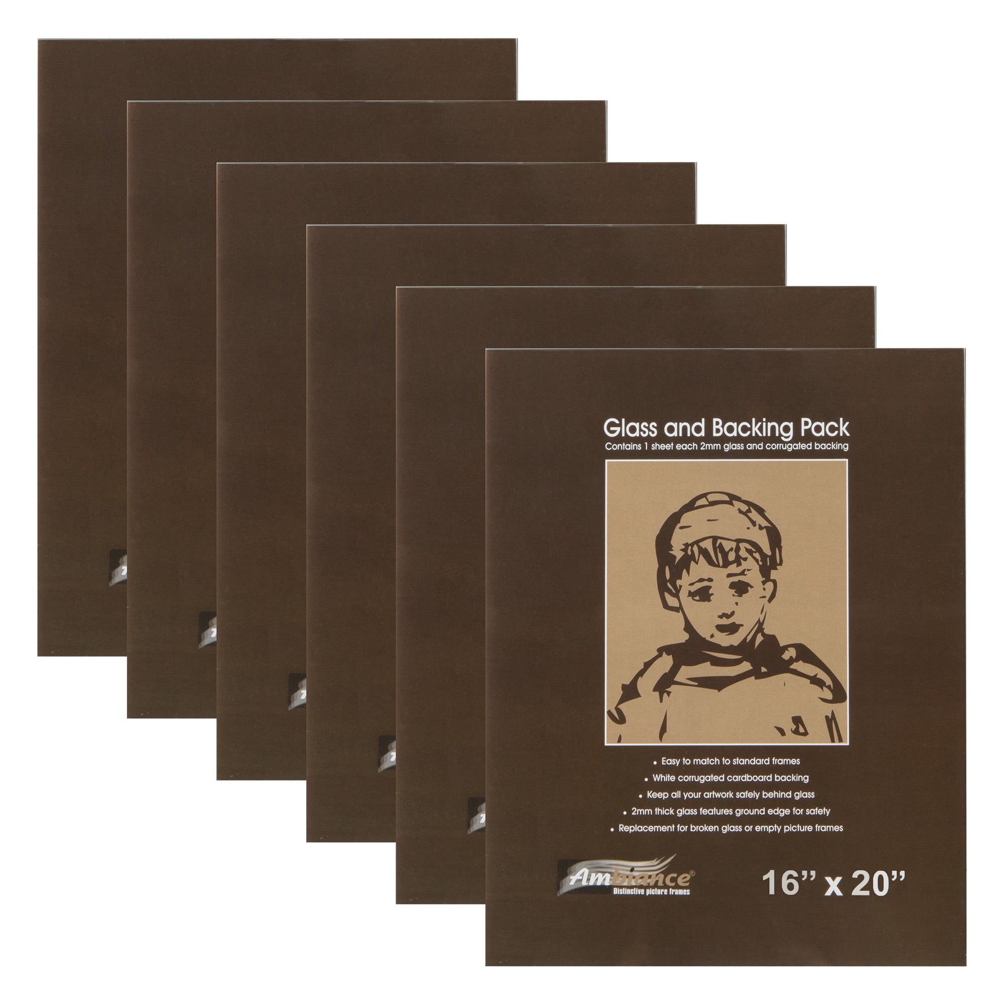 Ambiance Picture Frame Glass and Backing 16x20" - 6 Pack – 2mm Thick ...