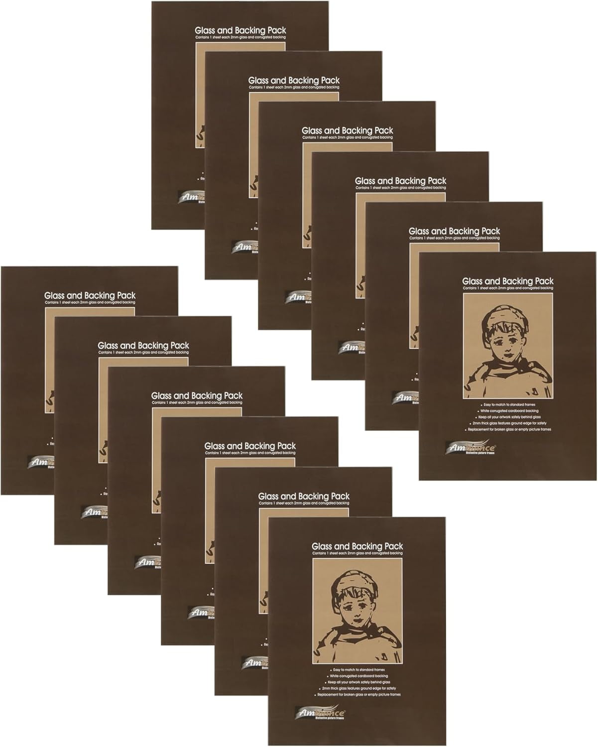 Ambiance Picture Frame Glass and Backing - 2mm Thick Glass Sheet, 11x14" Inch Box of 12 - Glass ...