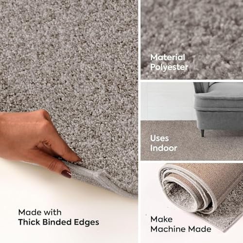 Ambiant Pet Friendly Solid Color Area Rugs Beige - 4' Round, Indoor ...