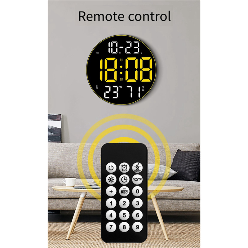 Ambient Light 12 Inch Big Screen Multifunction Clock Simple Living Room ...