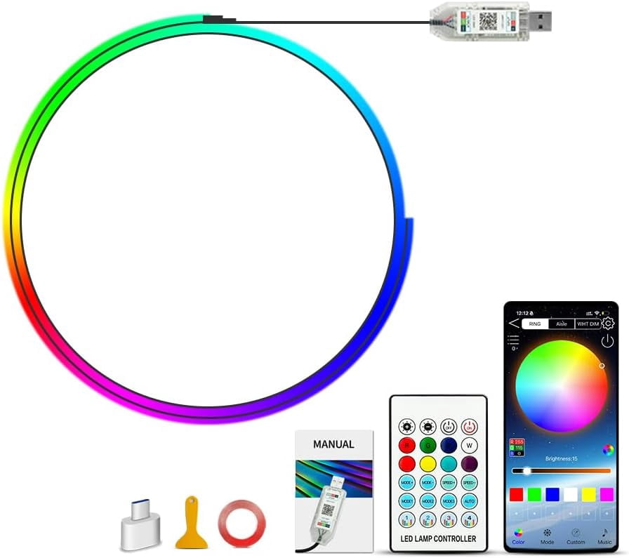 Ambient Lighting Car Led Lights Interior,43.3’’ USB Powered Acrylic ...