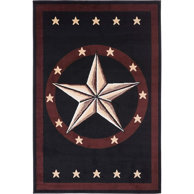 Ambient Rugs 625 Star Black 2'x8' Texas Western Star Decor Cowboy Area ...