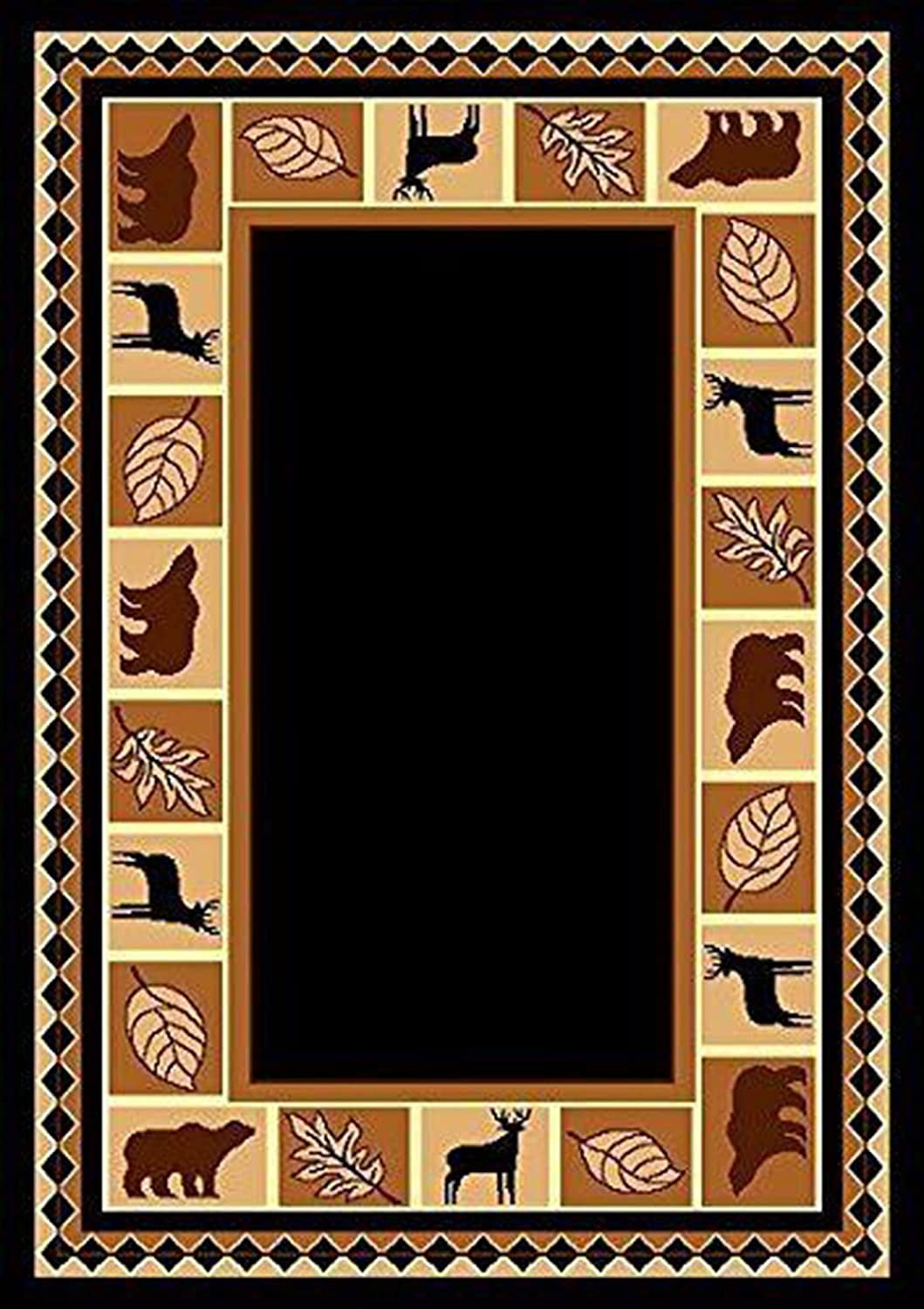 Ambient Rugs 631 Black 2'x4' Wildlife Bear Rustic Moose Decor Lodge ...