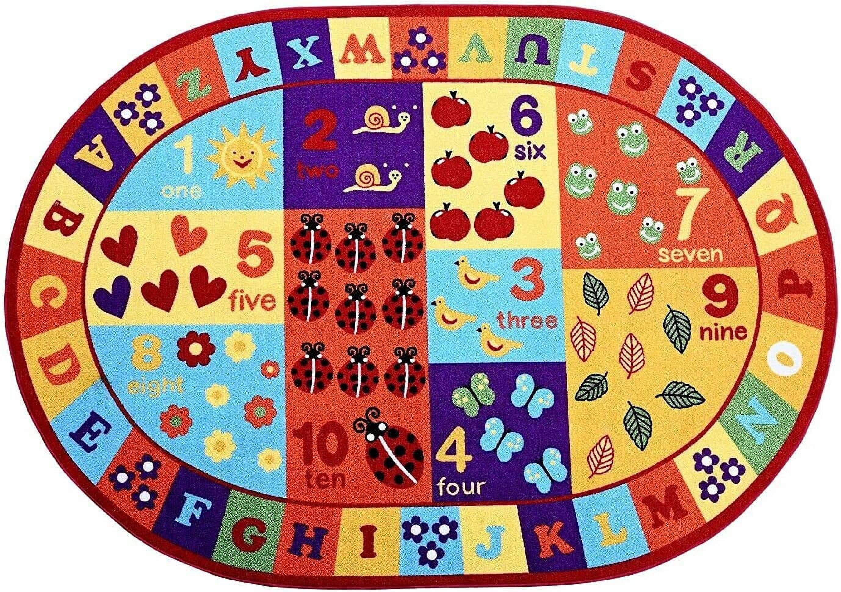 Ambient Rugs 740 ABC With Numbers 3'3"x5' Oval ABC Area Rug for Kids ...