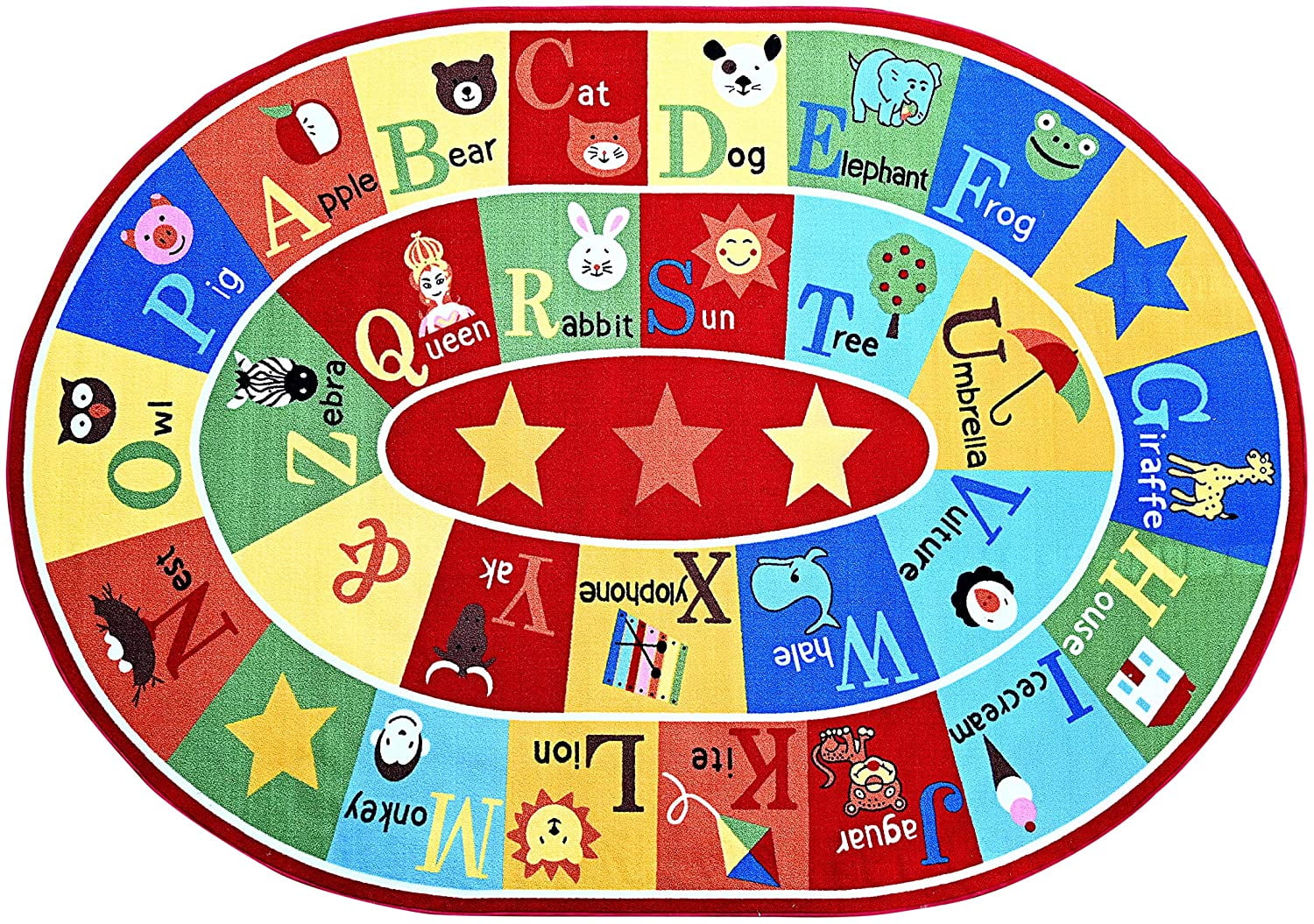 Ambient Rugs 745 ABC With Animal 3'3"x5' Oval ABC Area Rug for Kids ...